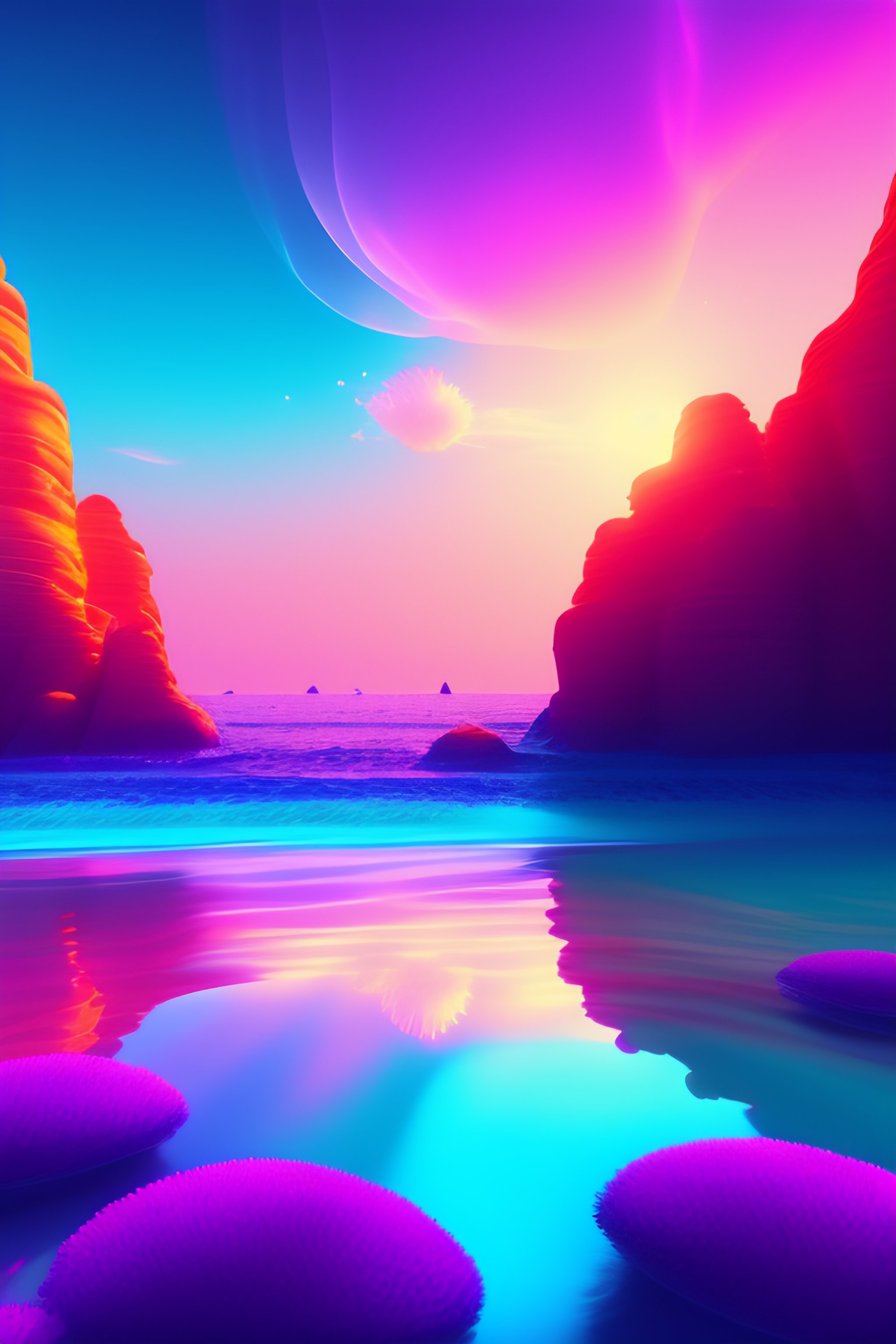 Lexica - Underwater neon coral reef landscape magical realism painting ...