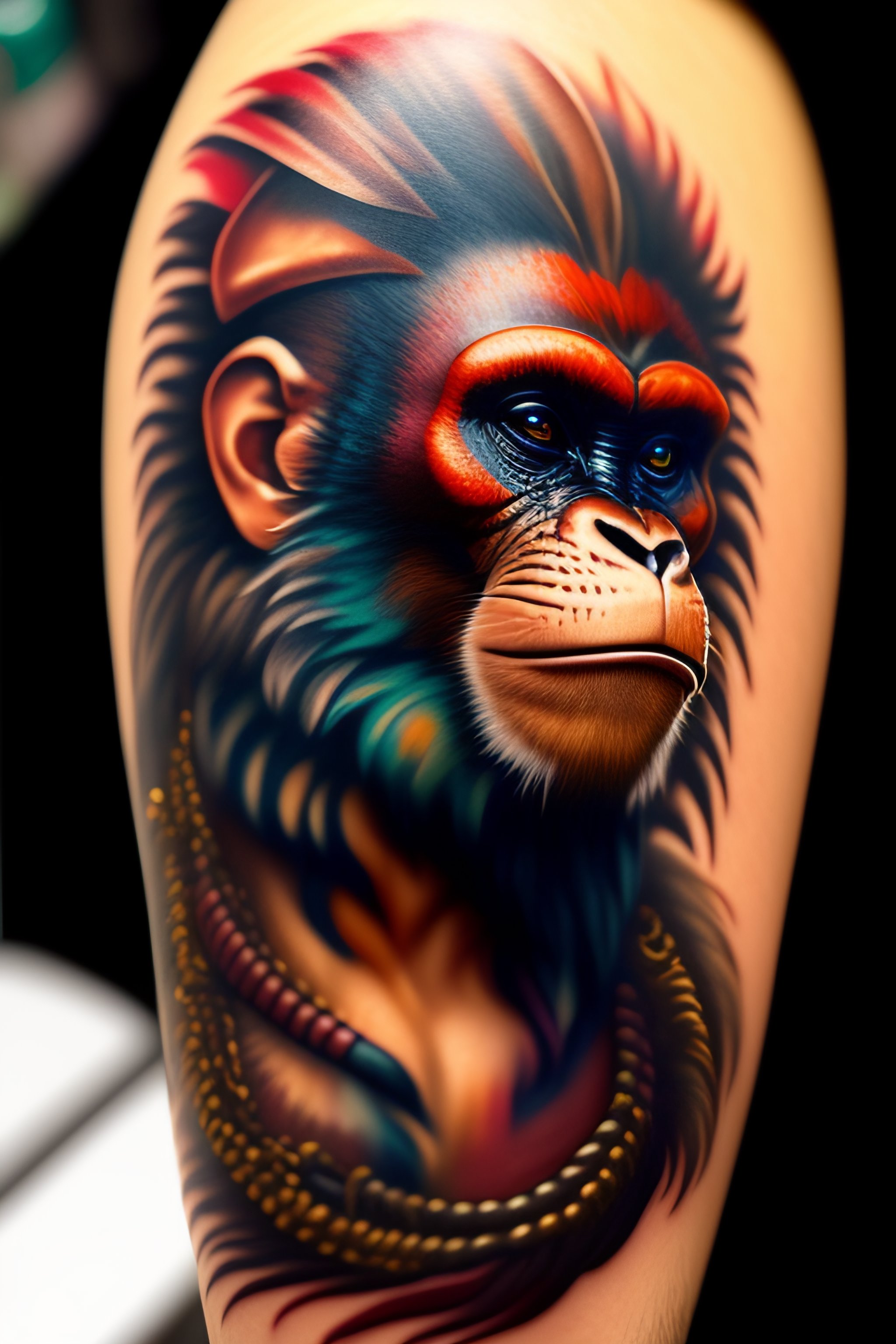 Lexica - The Monkey King paints tattoo on a customer