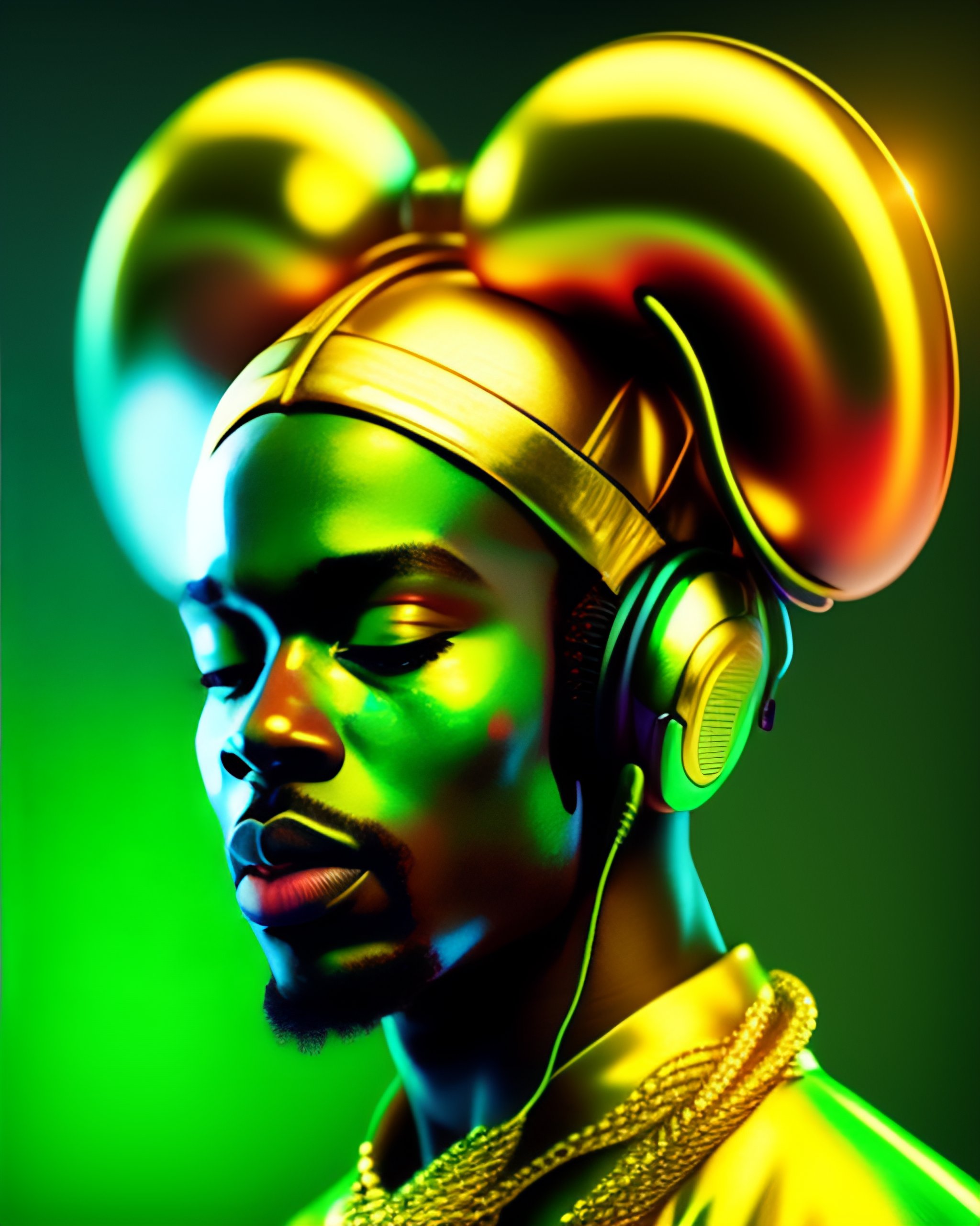 Lexica - Rapper male green alien with golden necklace, epic angel wings ...