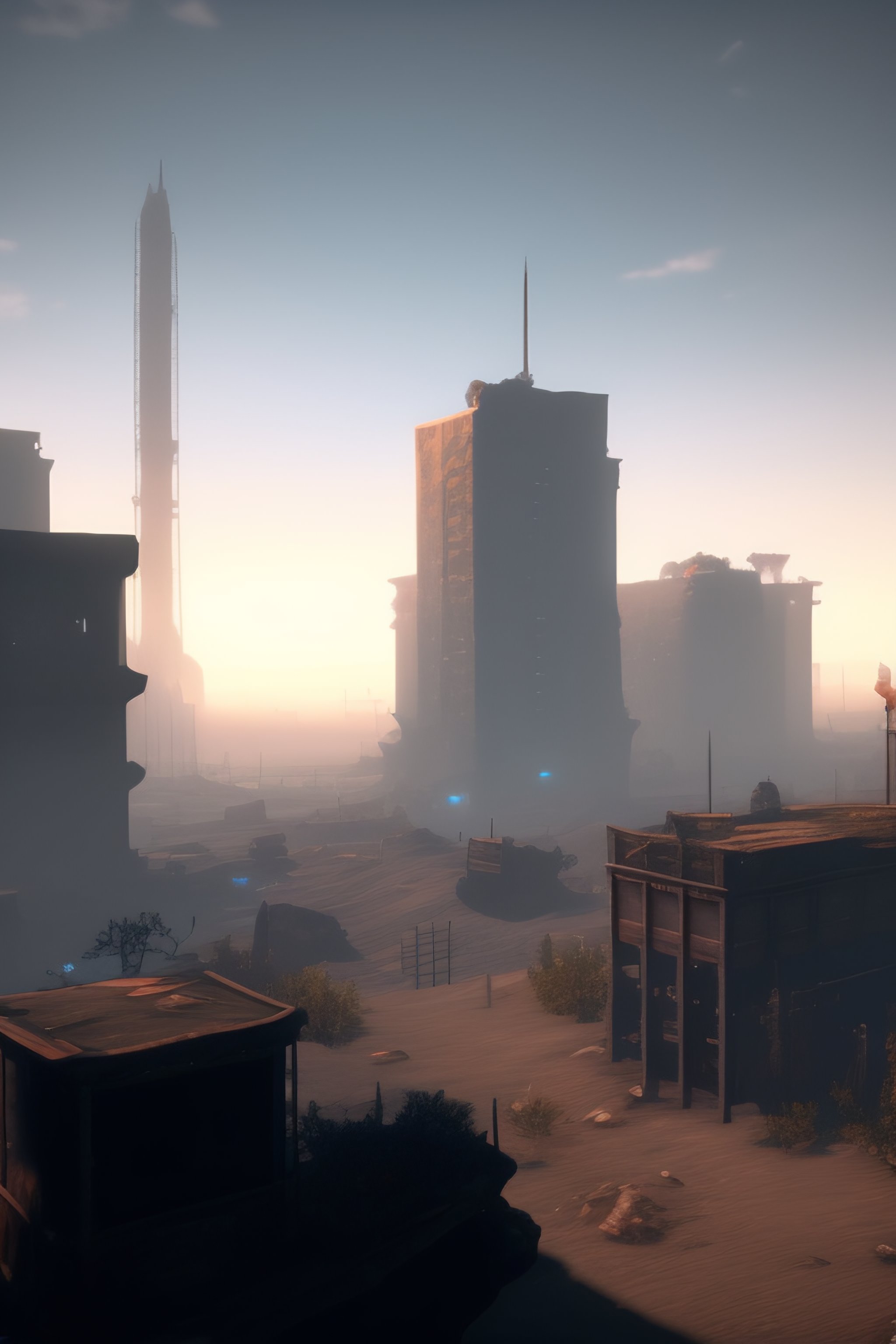 Lexica - Ruined city, fallout 4 style, volumetric lighting