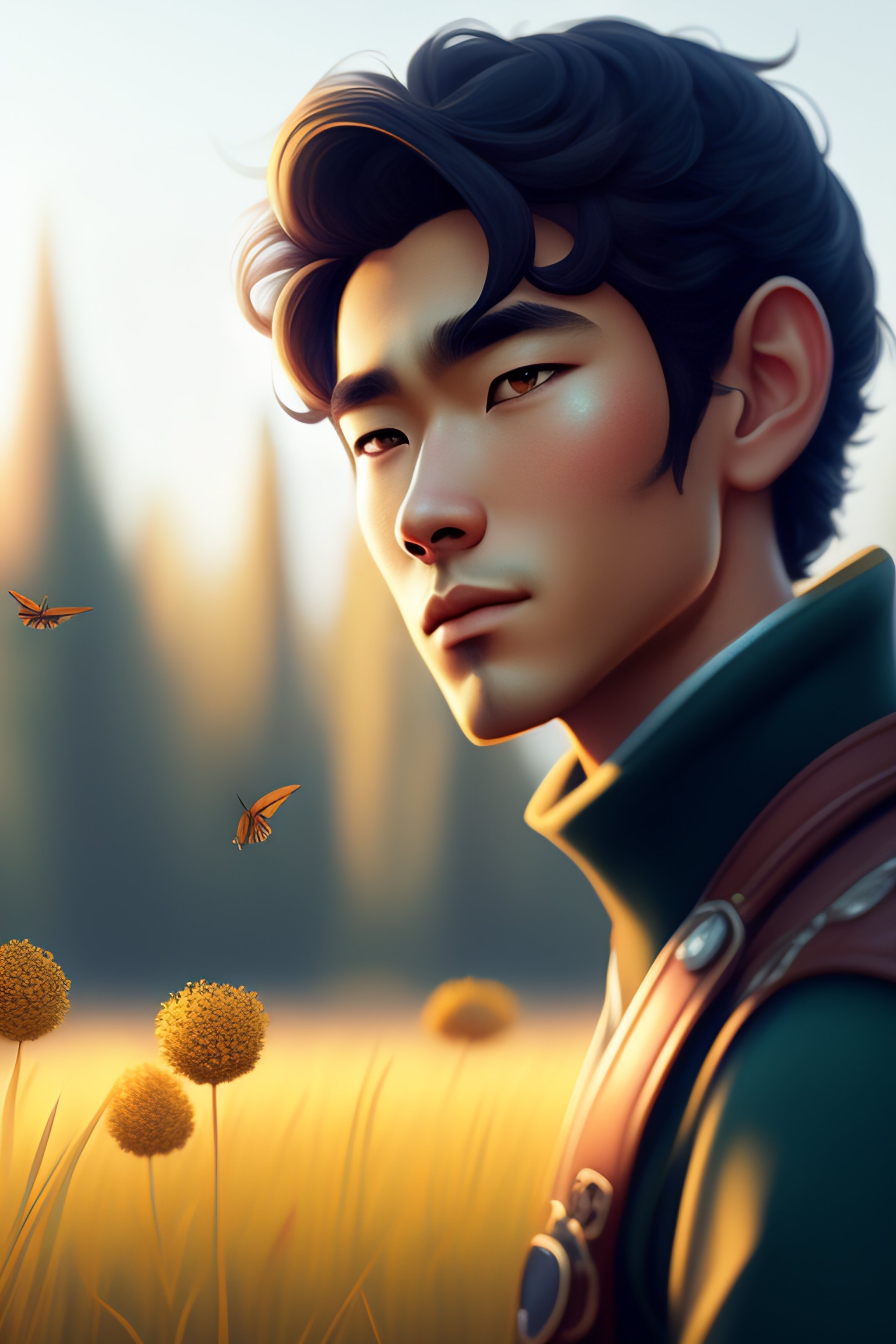 Lexica - View of gorgeous meadow with cute guy, animation pixar style ...
