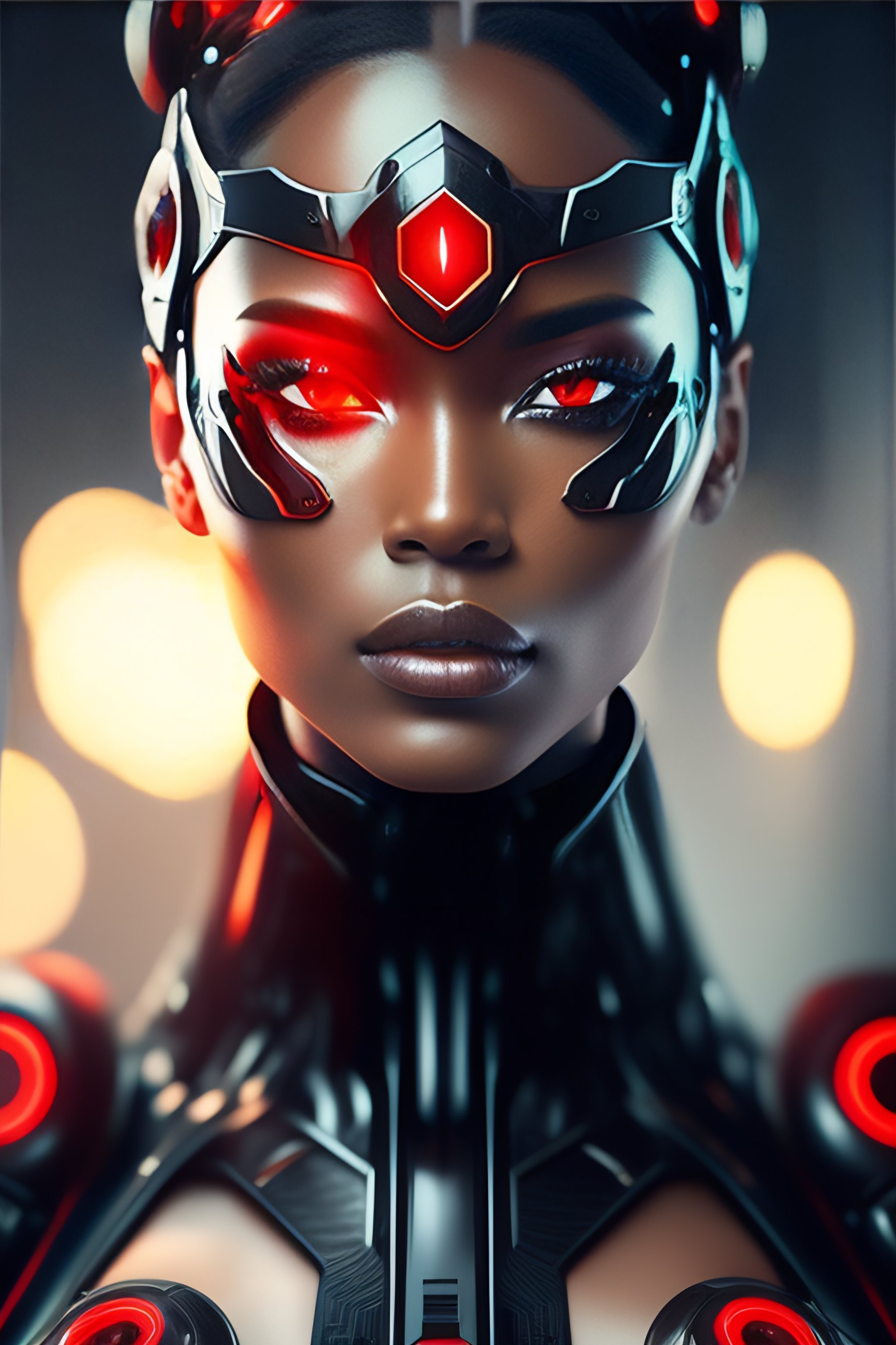 Lexica - Generate a organic cyborg with red eyes