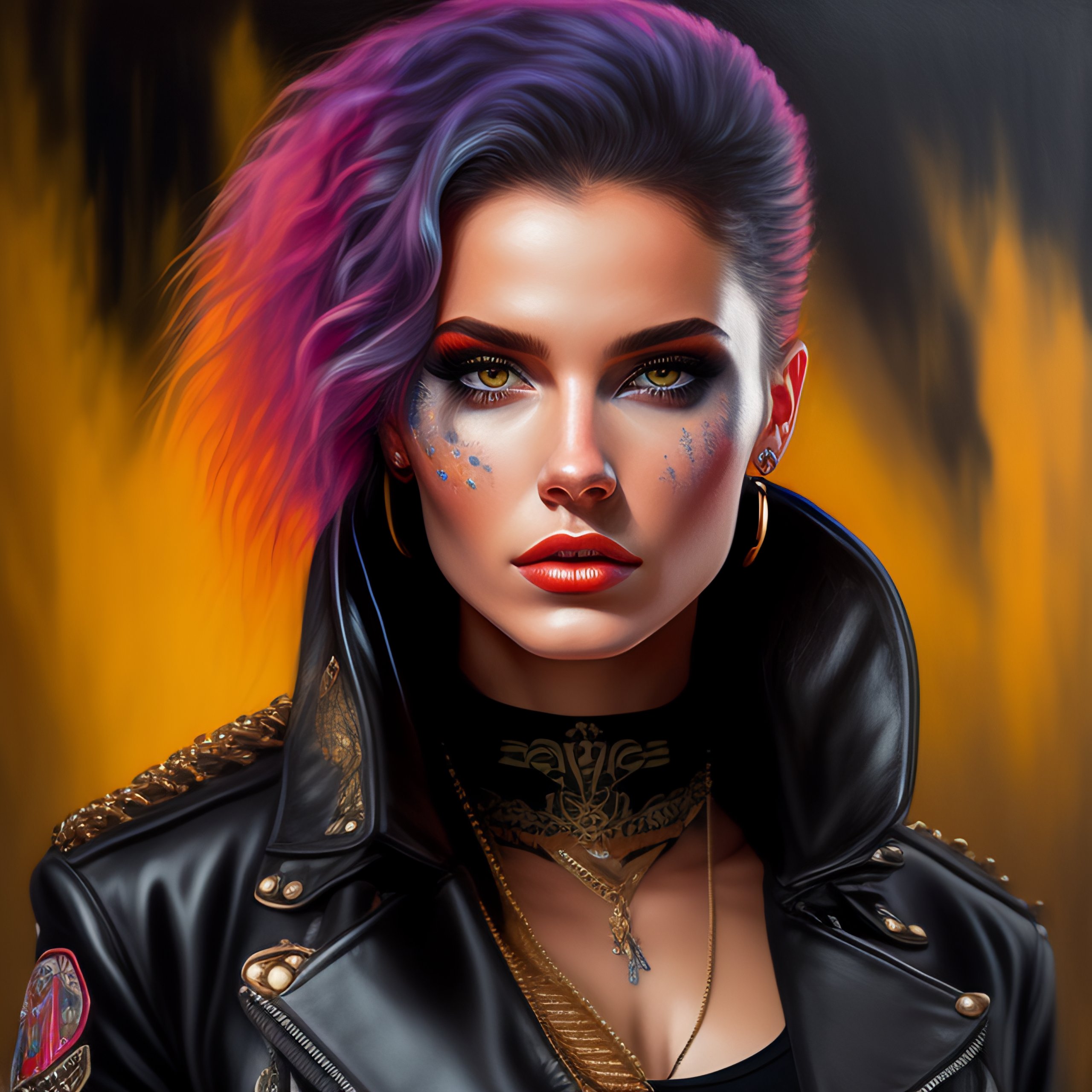 Lexica - Cute punk scull girl, mad max jacket, renaissance, cables on ...