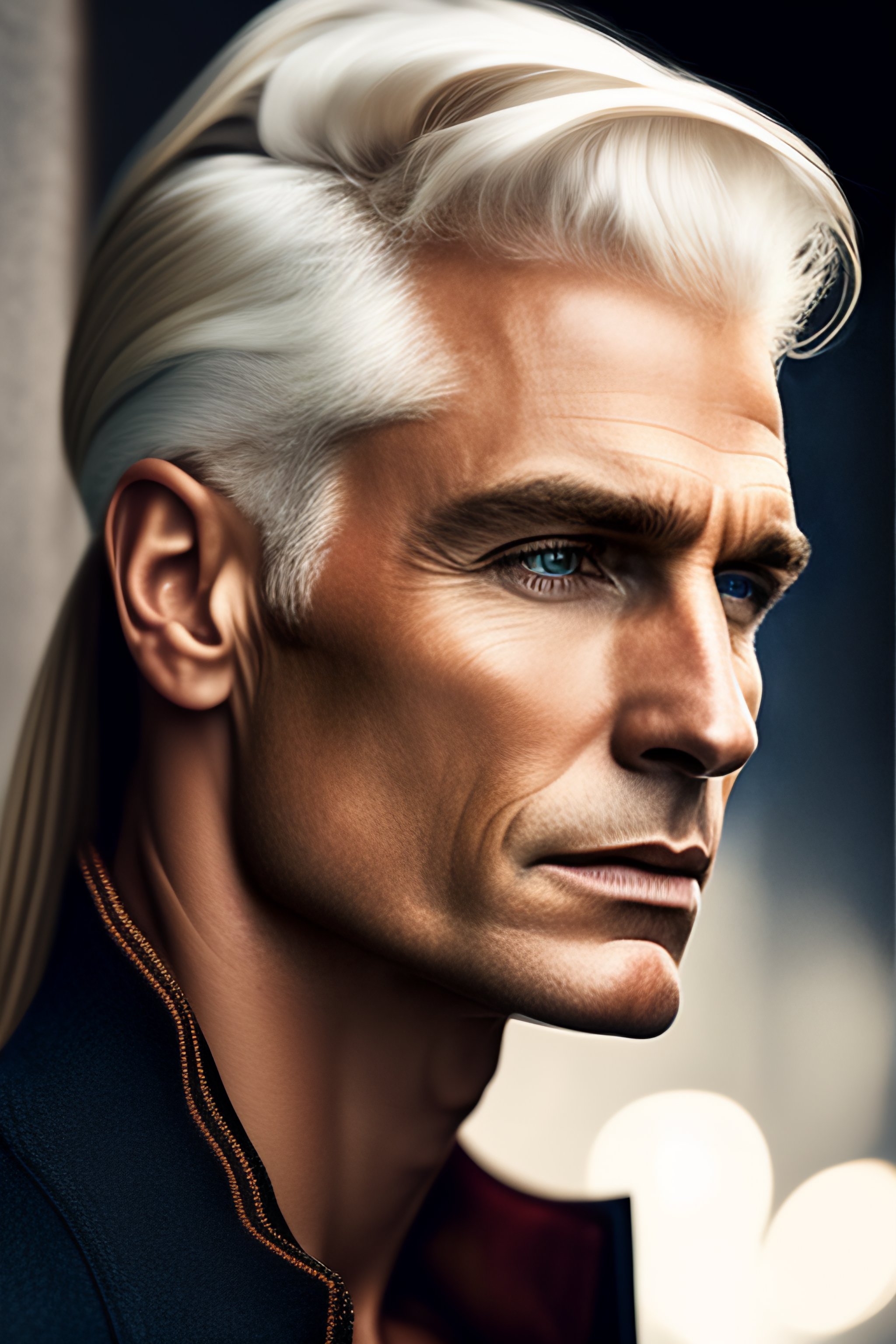 Lexica - Portrait, photograph, charismatic male contractor, oval jaw ...