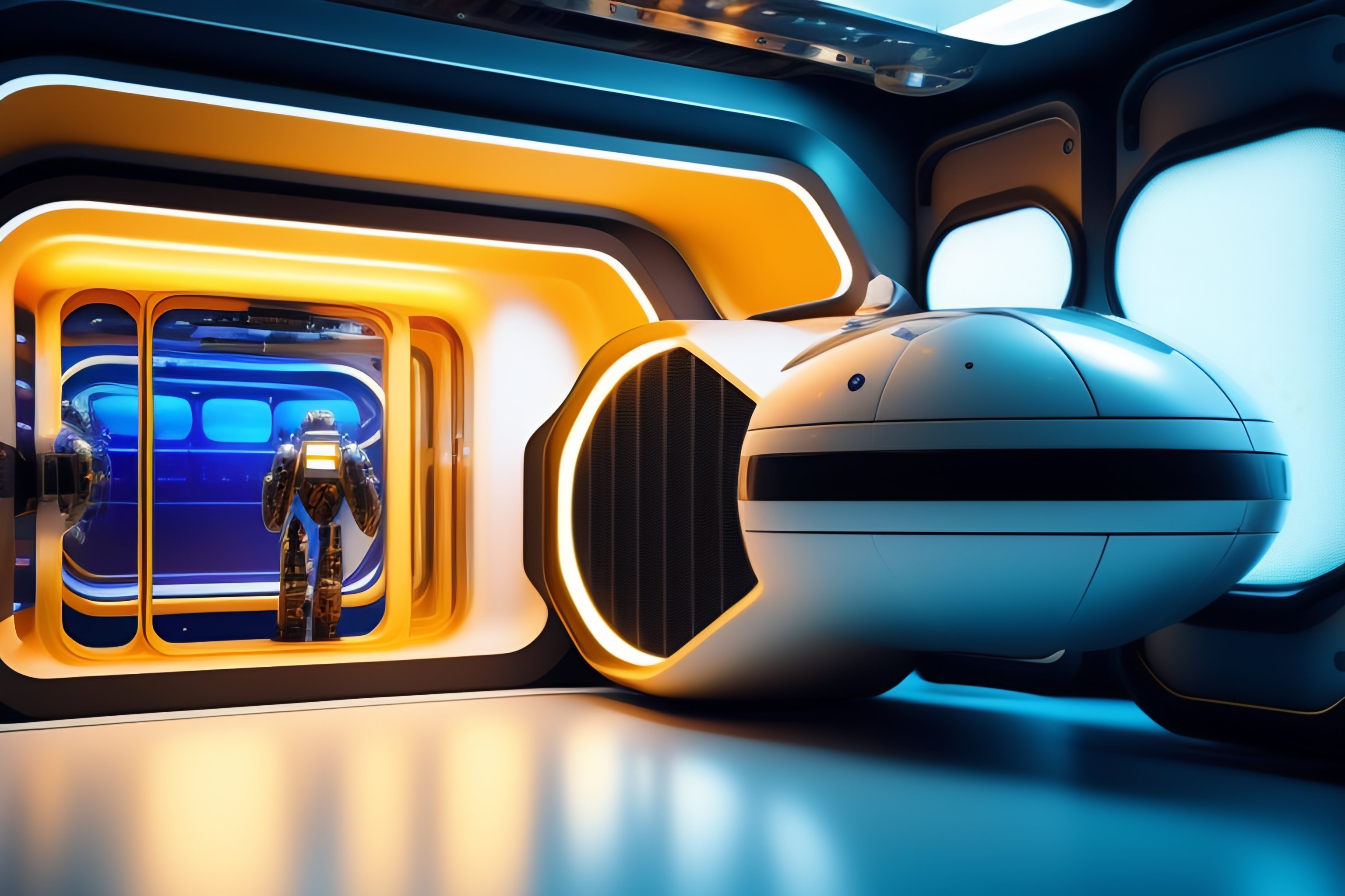 Lexica - Interior,futuristic spaceship,resource lab, engineers fixing ...