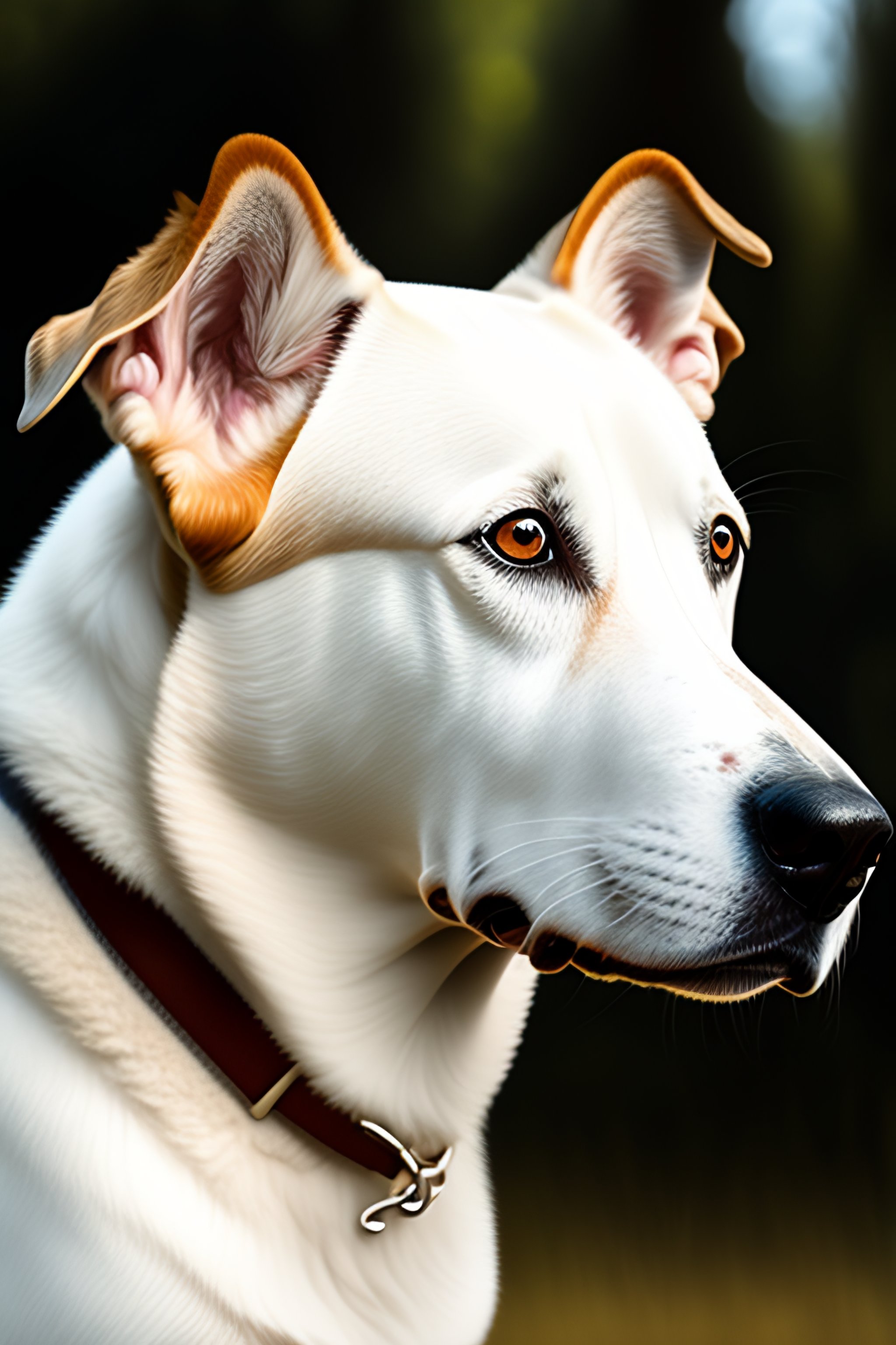 Lexica - White dog, lab ears with brown mark