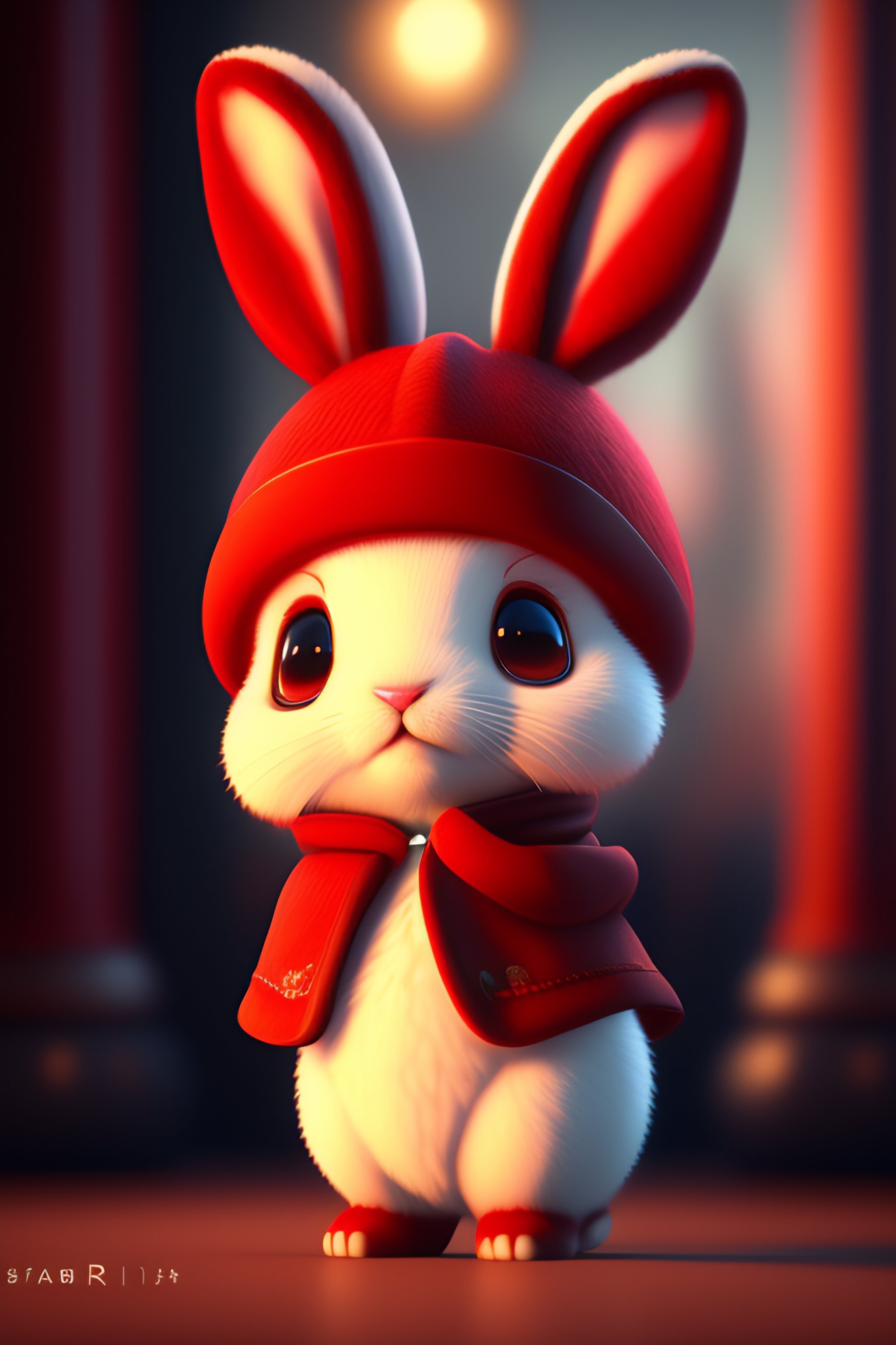 Lexica - Cute adorable little furry bunny waving at me and happy ...