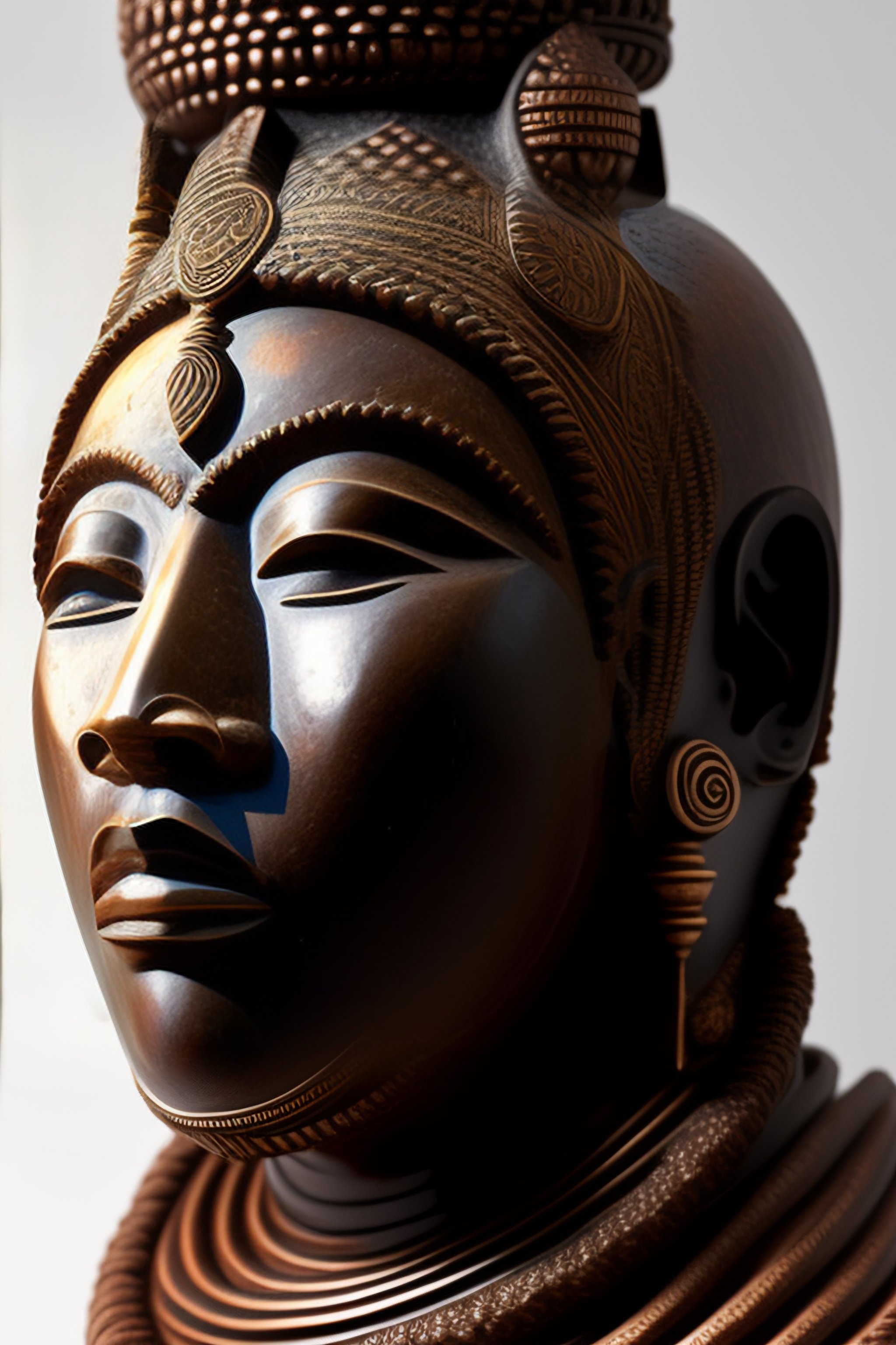 Lexica - Pencil ultradetailed sketch of the necromancer Benin bronze ...