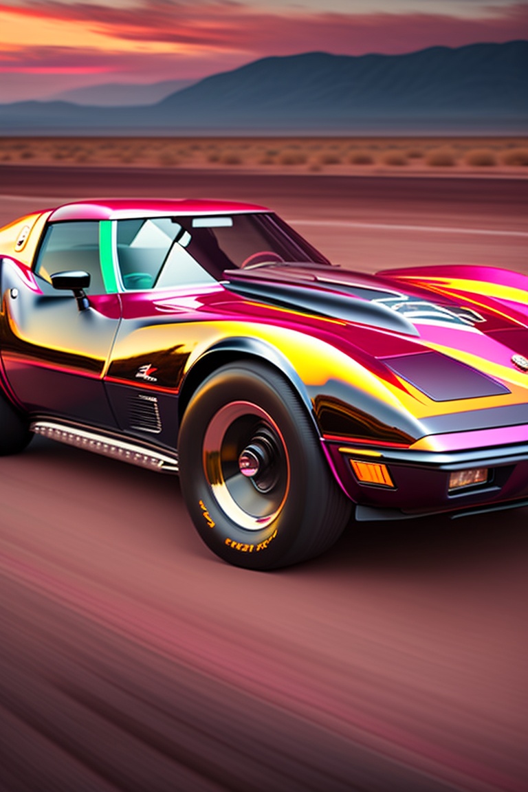 Lexica - 1982 corvette black rose paint, cyberpunk