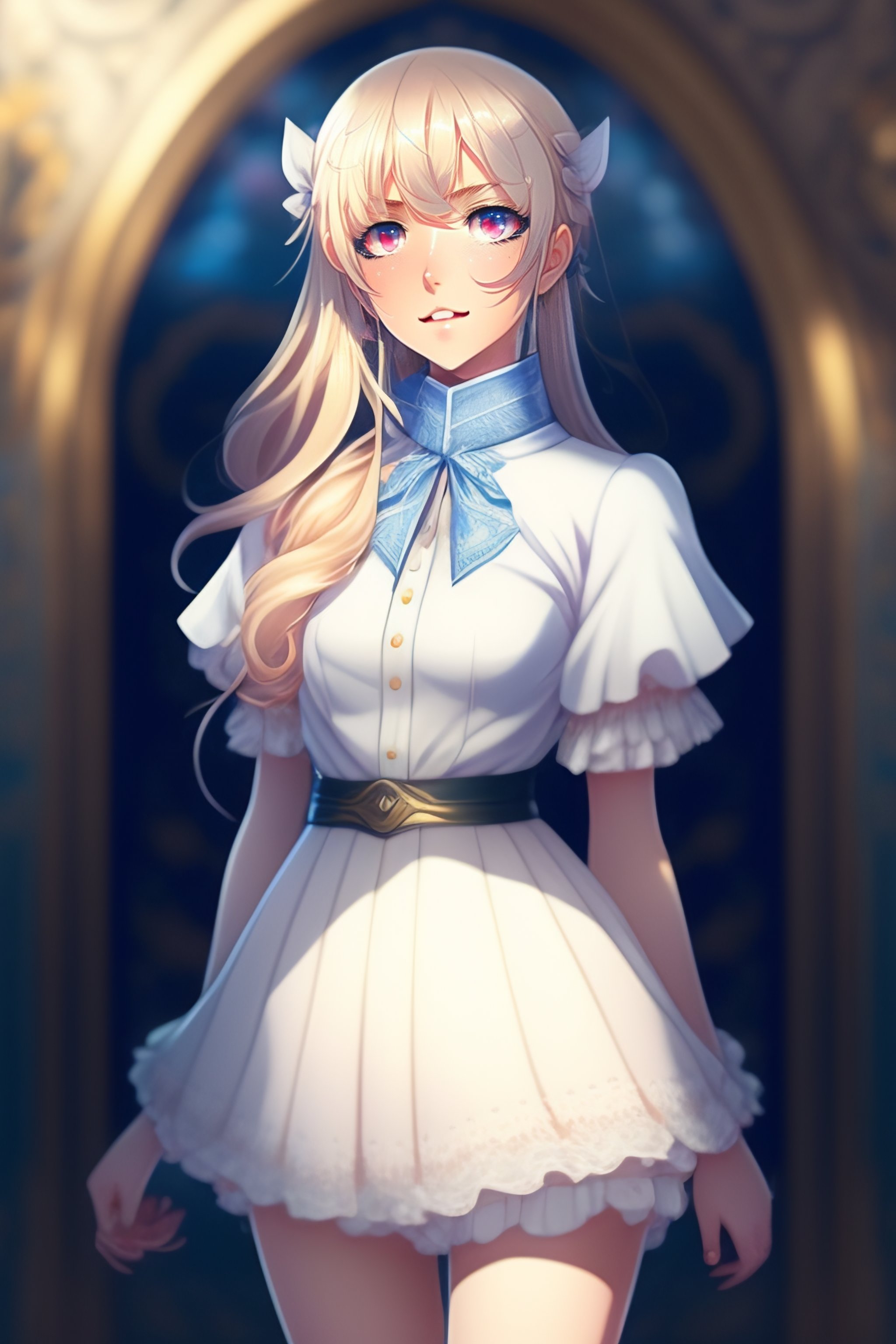 Lexica Fgo Anime Girl Blond Long Hair Blue Eyes And A Pretty Smile First Of All A Skirt
