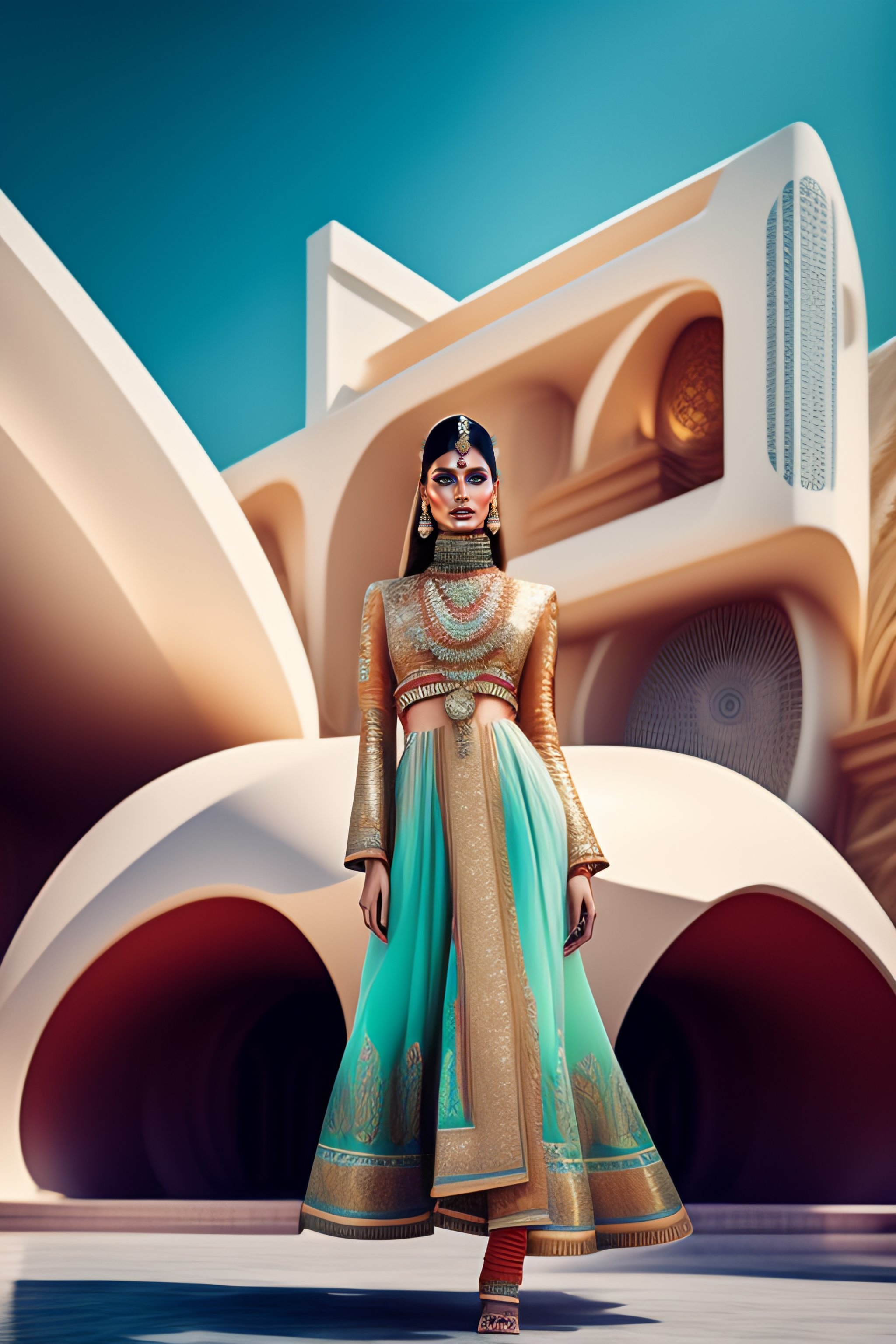 Lexica - Hyperrealistic Haute Couture indian Fashion Model wearing ...