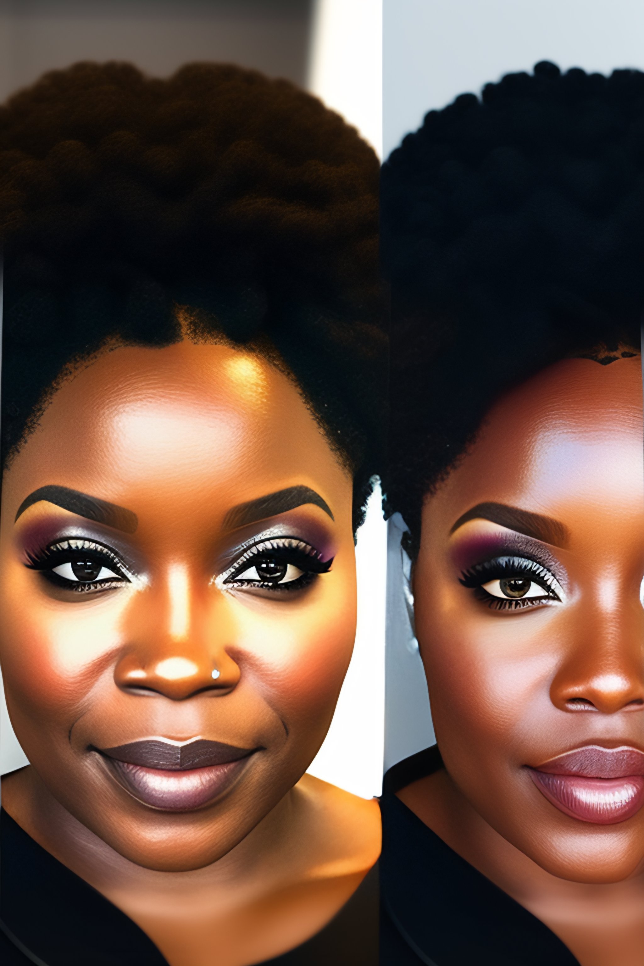 Lexica - Before and after view of a hair loss woman afro’ s remaining ...