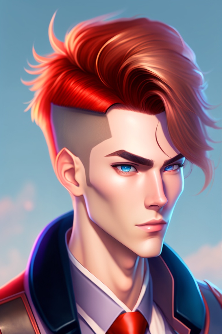 Lexica - A webtoon character with an undercut hairstyle, blue eyes, and ...