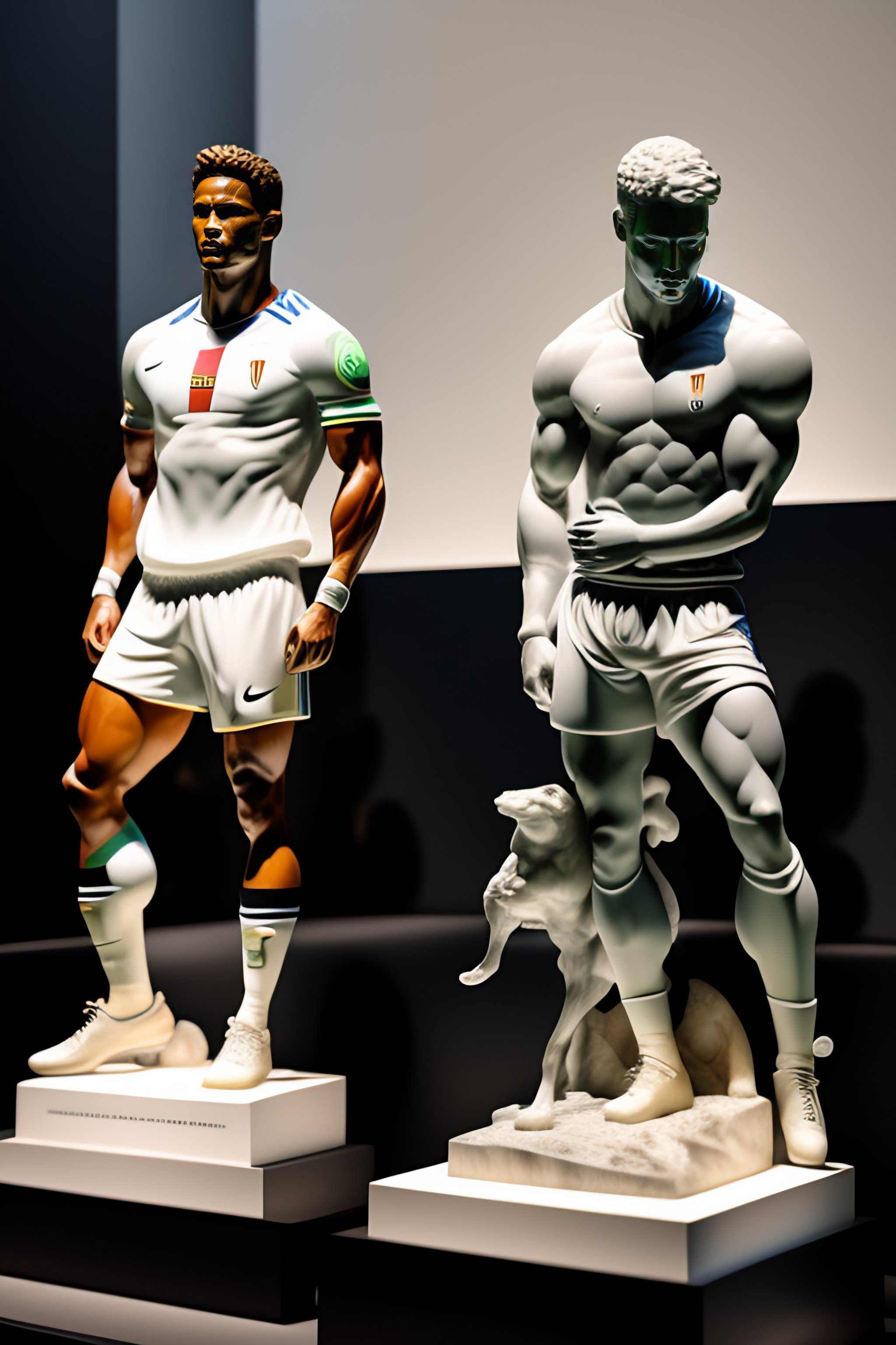 Lexica - Marble sculptures of Messi, Neymar and Cristiano Ronaldo, very ...