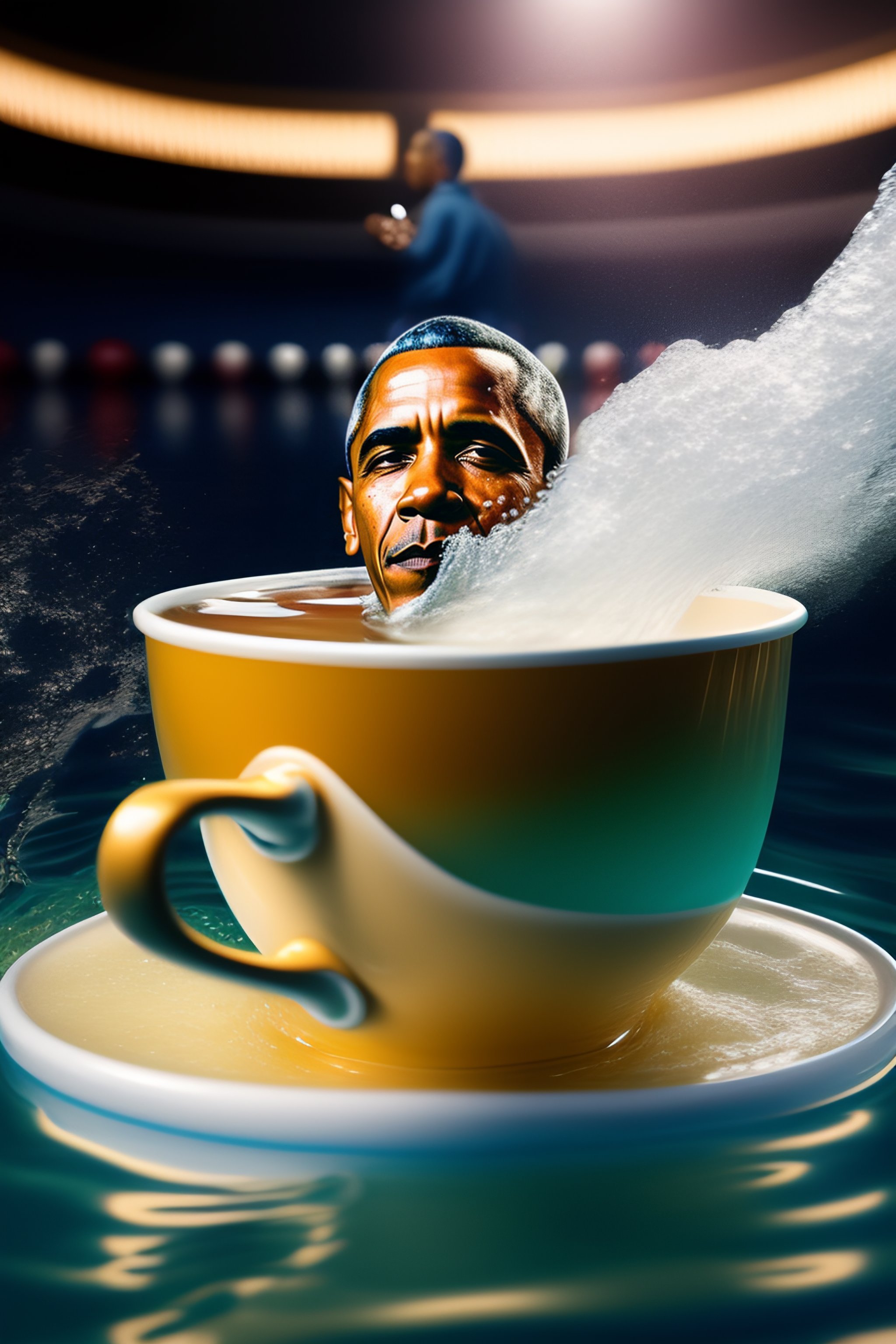 Lexica - Barack Obama swimming in a cup of tea