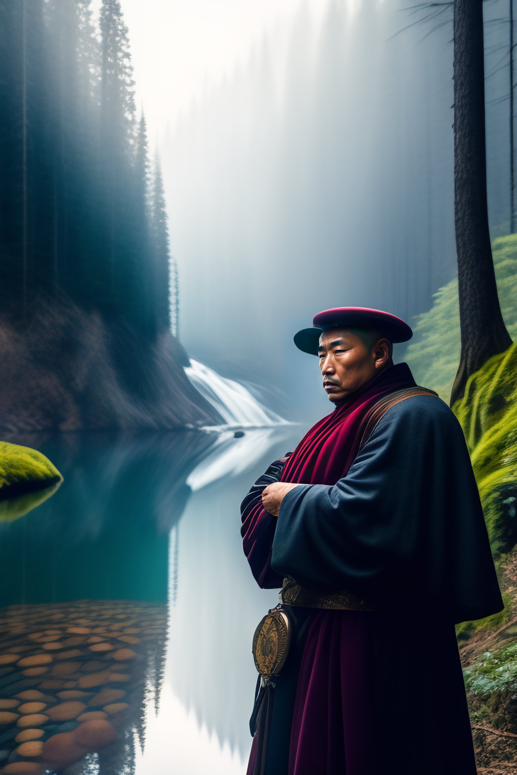 Lexica - Portrait of a bulletproof monk, wizard in a forest chasing ...