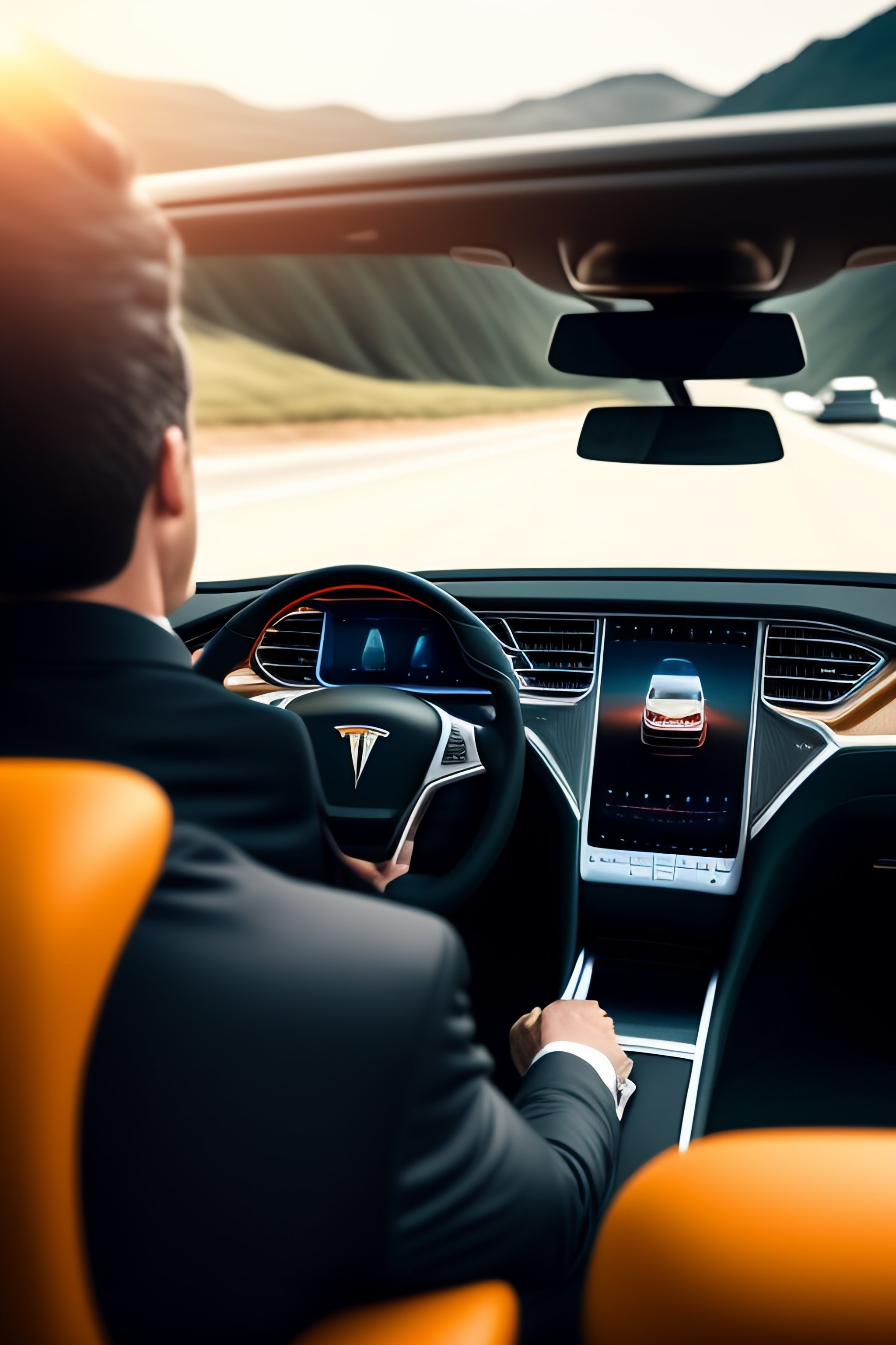 Lexica - Trump driving in Tesla car