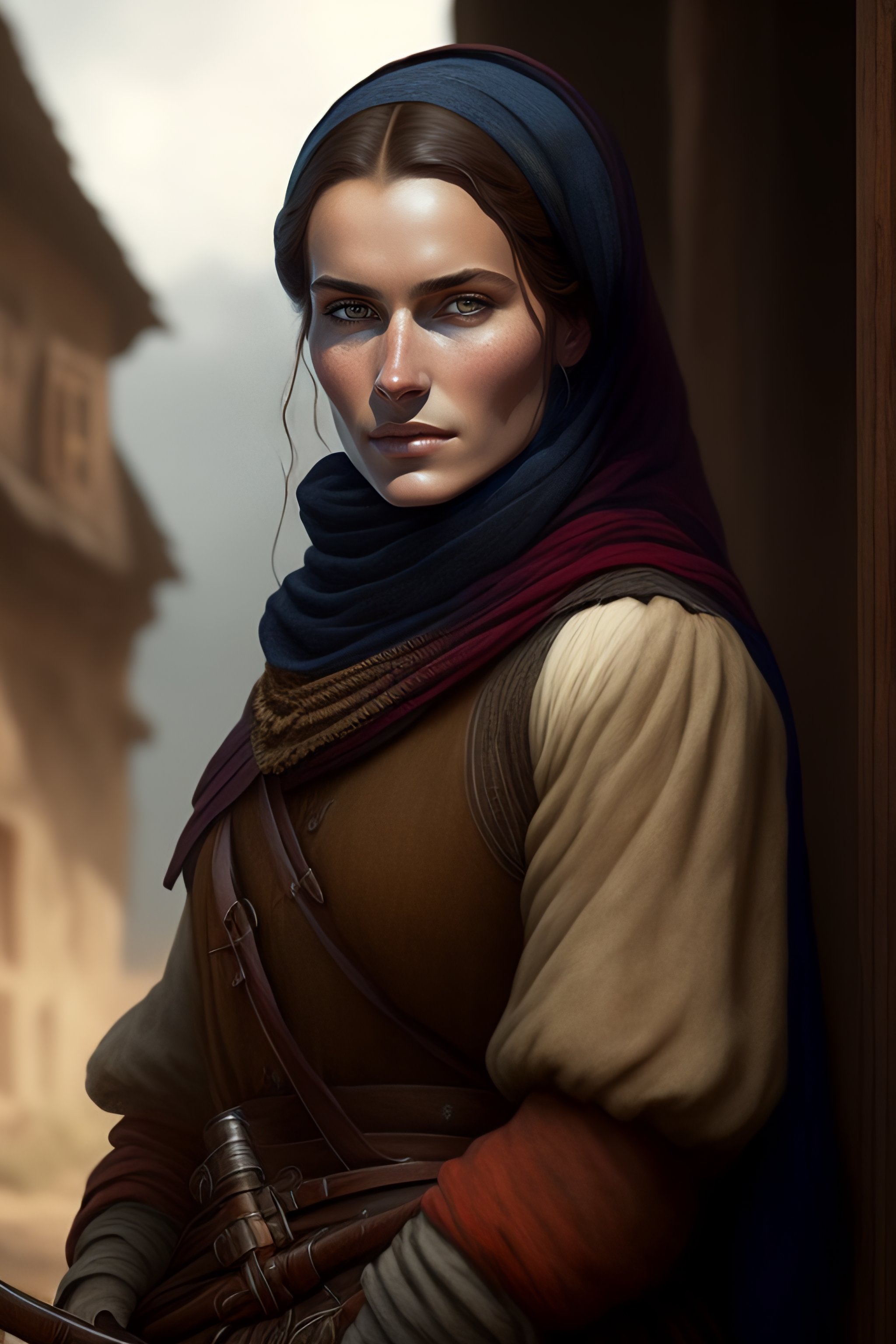 Lexica - Portrait of a peasant woman with an antique musket in her hand ...