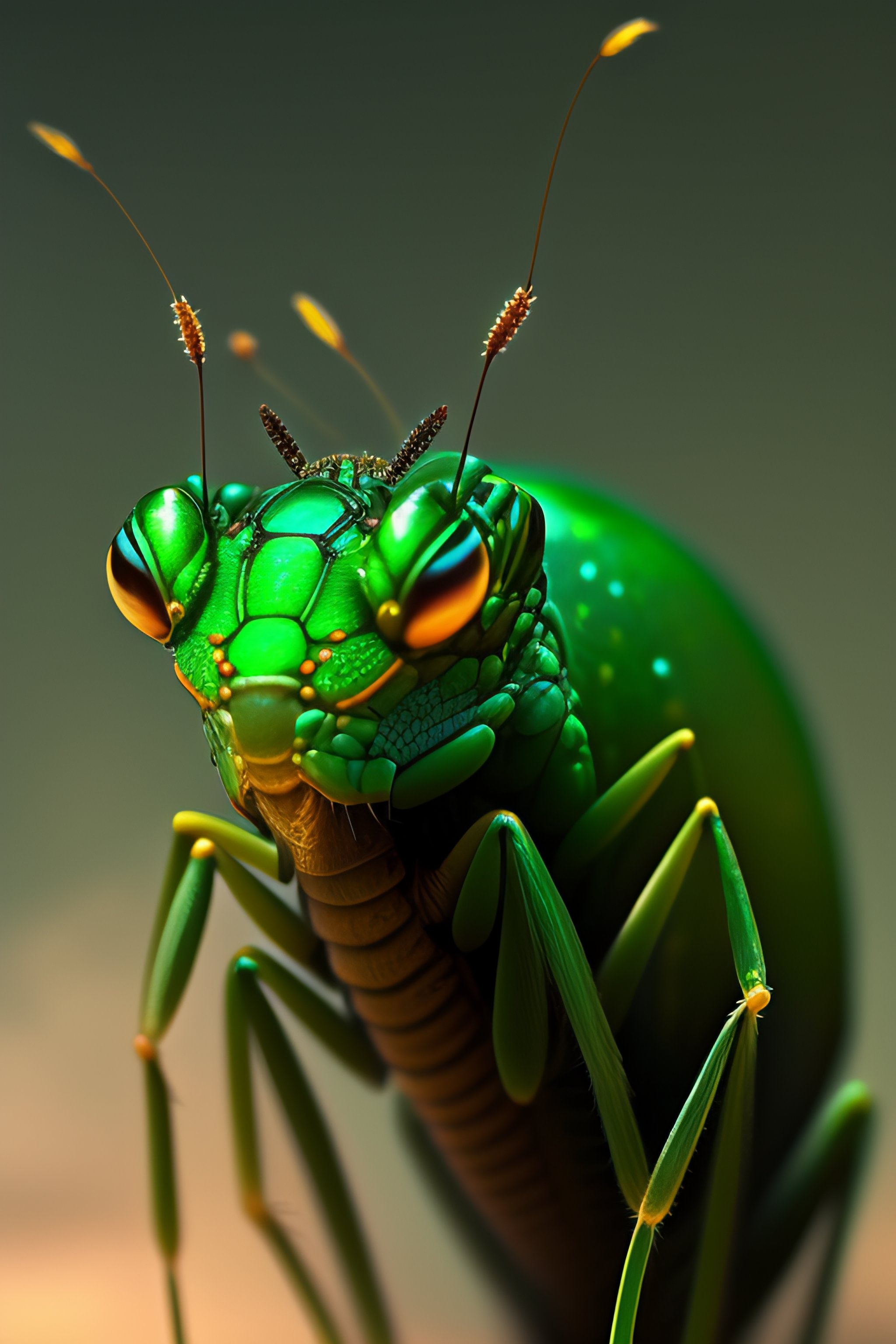 Lexica - Full body shot a of green man - mantis ; head with antennae ...