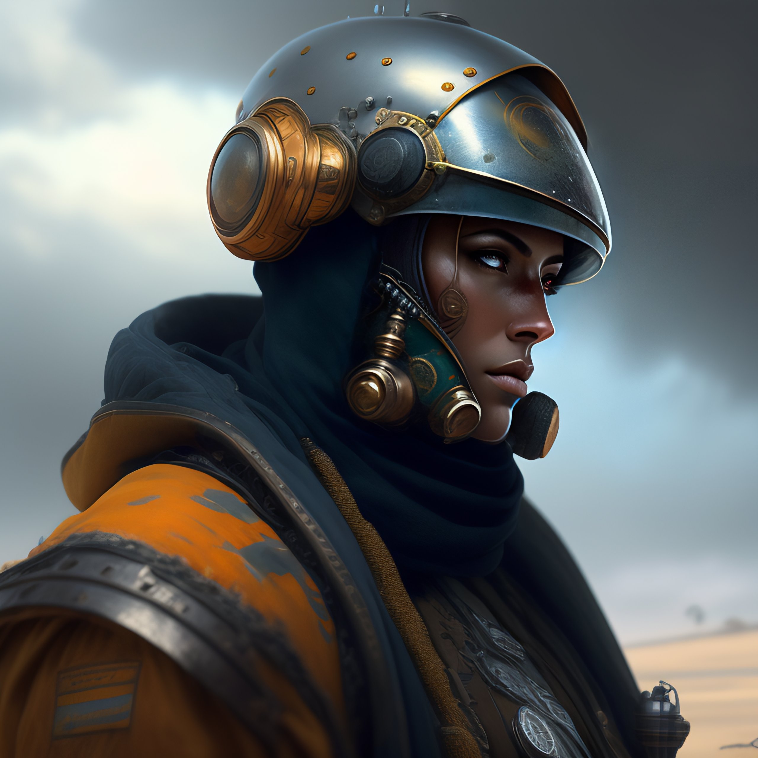 Lexica - A expressive portrait of masked diesel punk robot, depth of ...