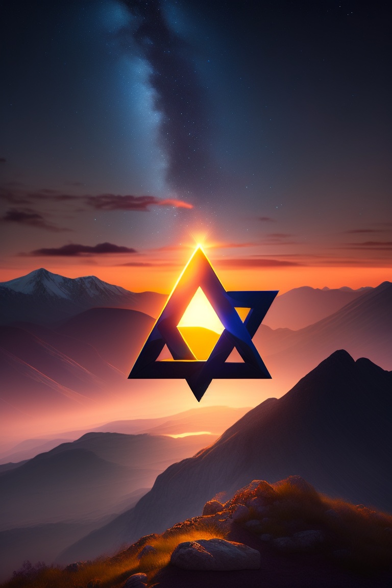 Lexica - Star of david, light, sunrise, mountain