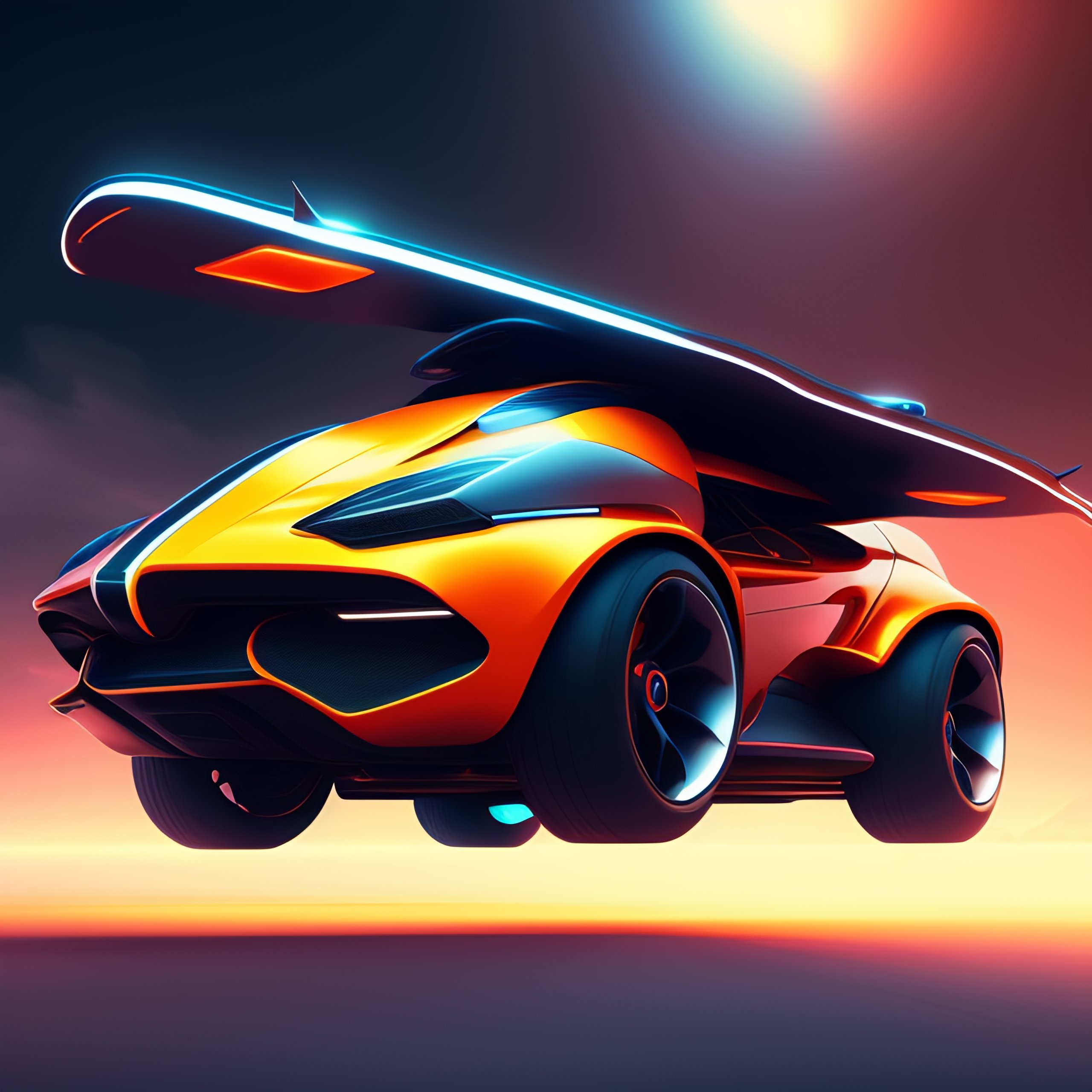 Lexica - Front of a futuristic flying car, cyberpunk, horizontal flaps, dramatic lighting, 4k ...