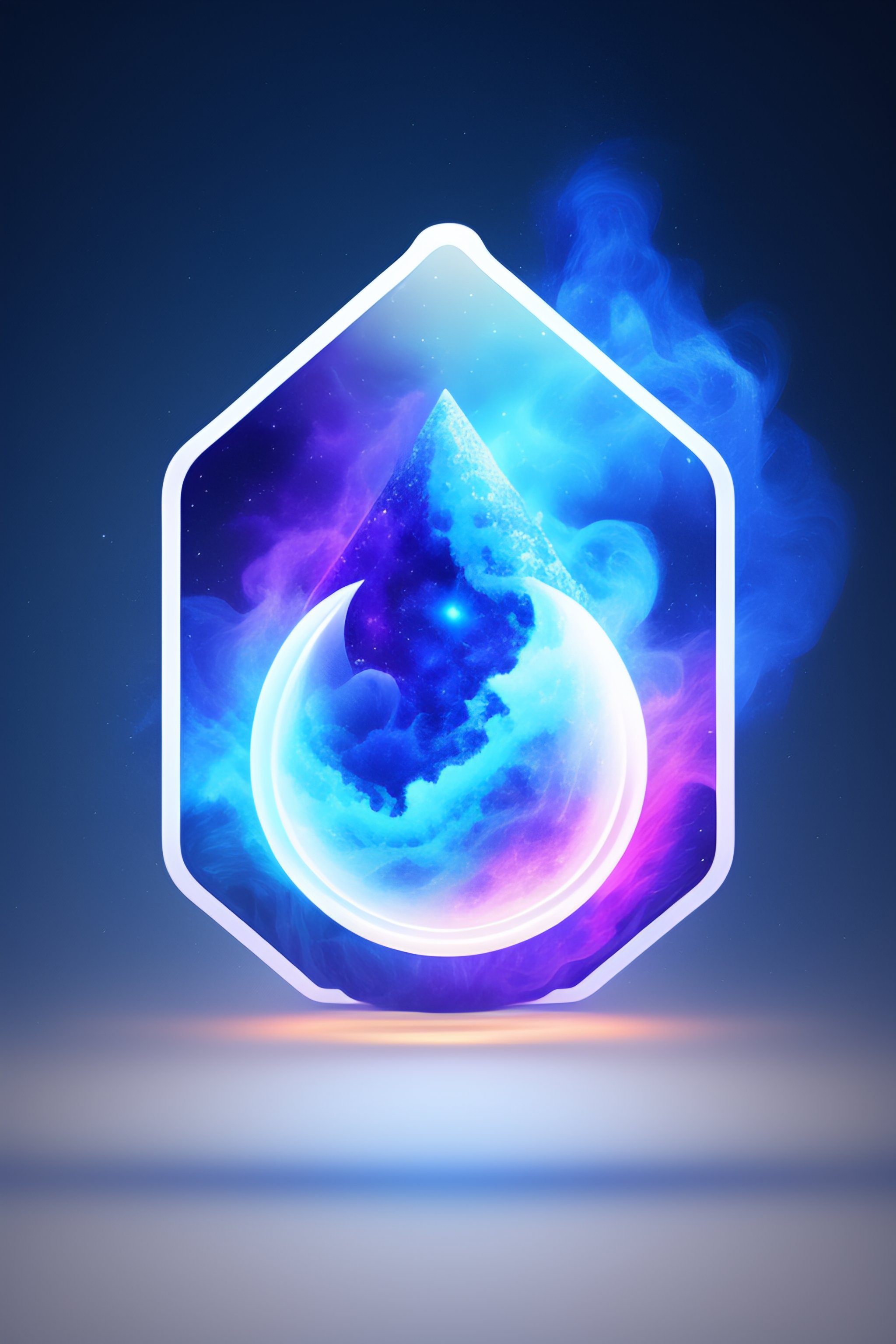 Lexica - Minimal blue fire galaxy yeti logo on white background