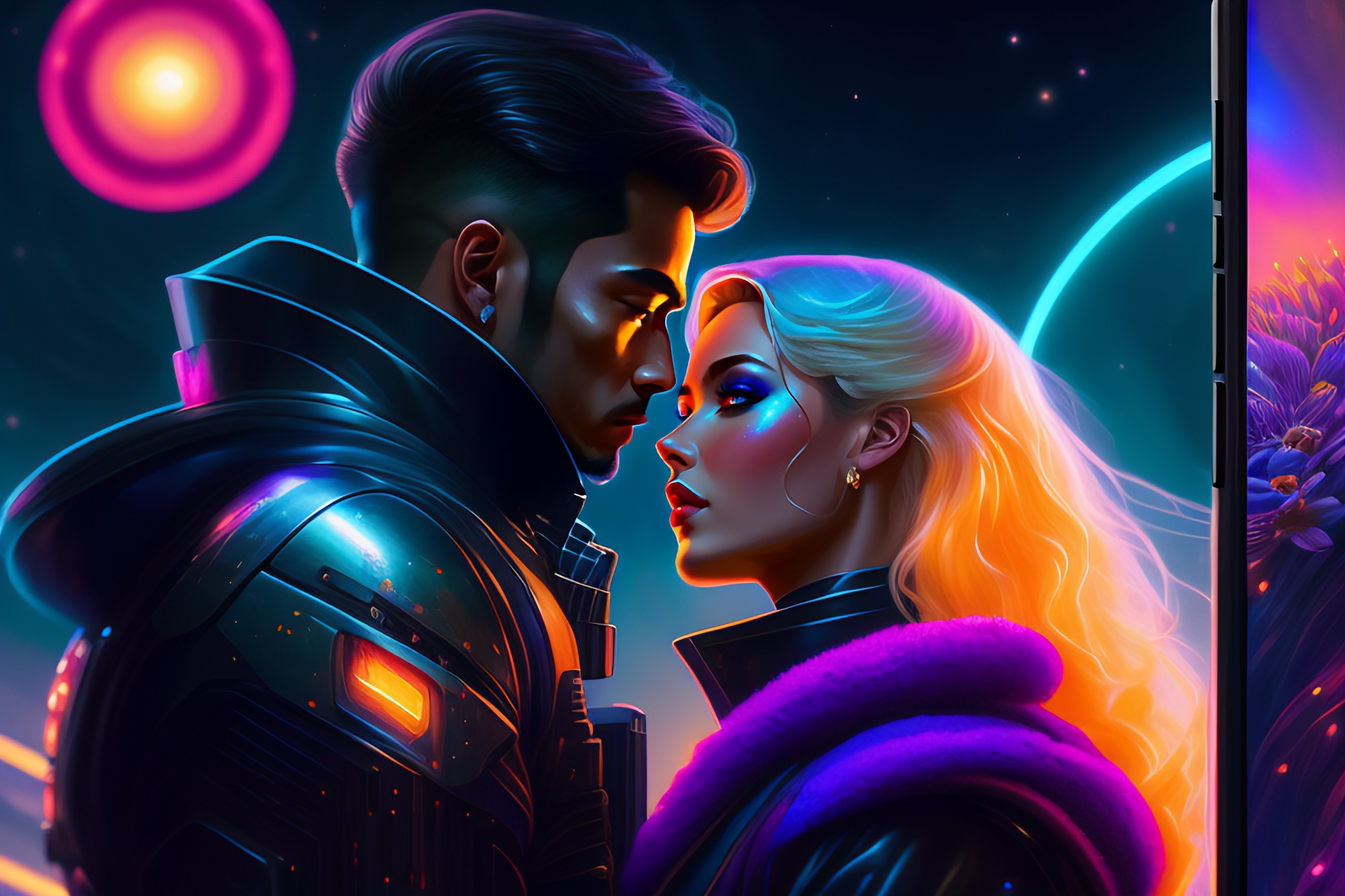 Lexica - An android man gives a bouquet of flowers to a beautiful human ...