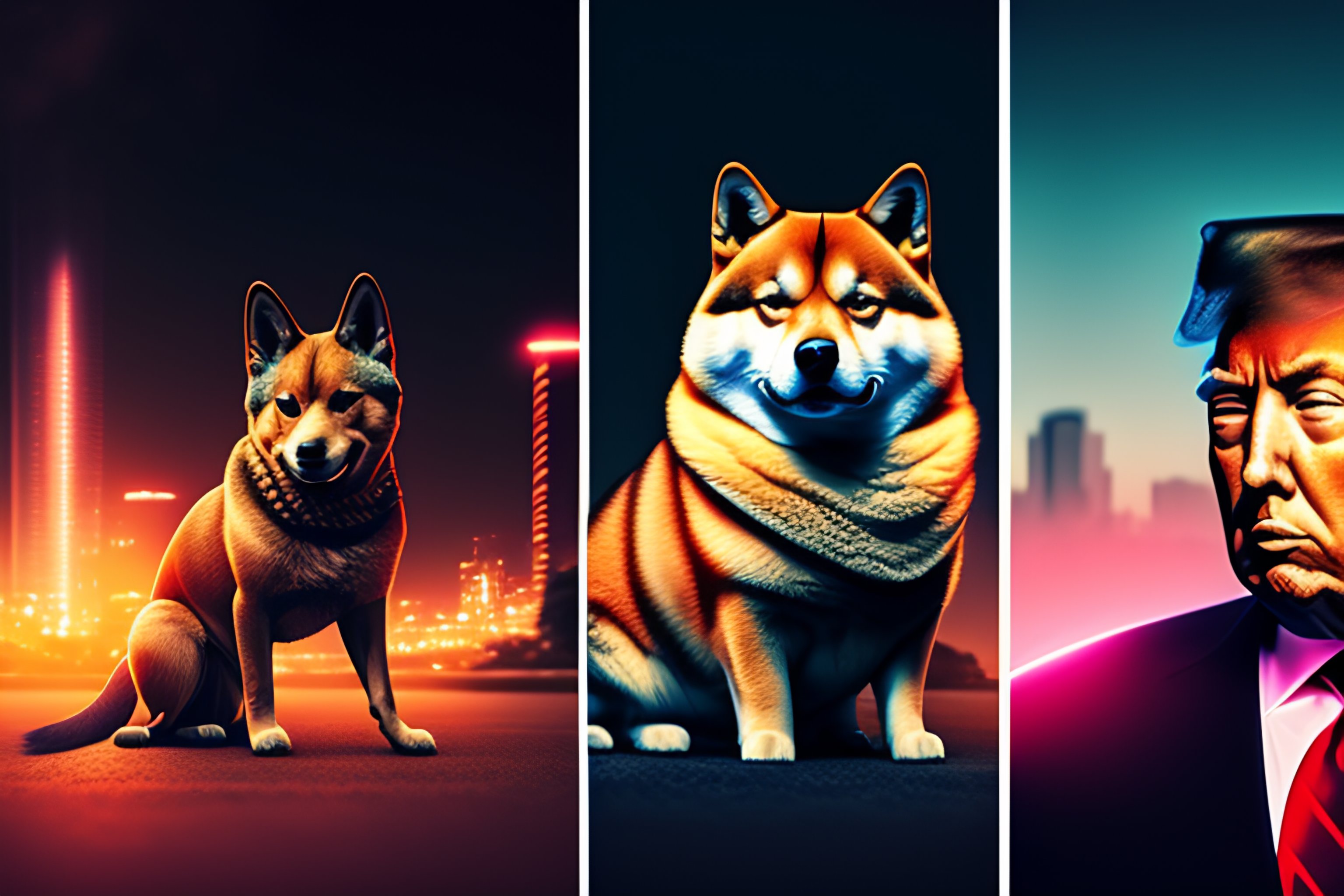 Lexica - Elon musk + donald trump + kayne west rapper + a shiba inu ...