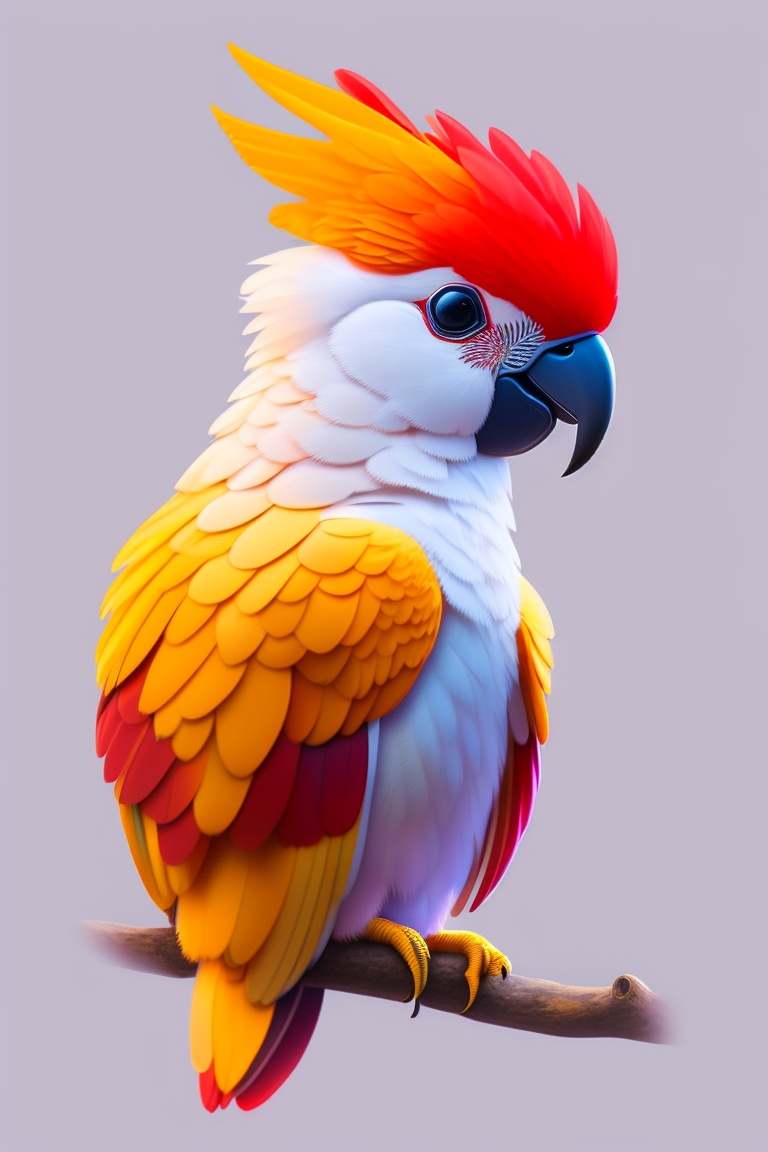 Lexica - Stylized in anime cockatoo, in profile, in white-yellow-red ...