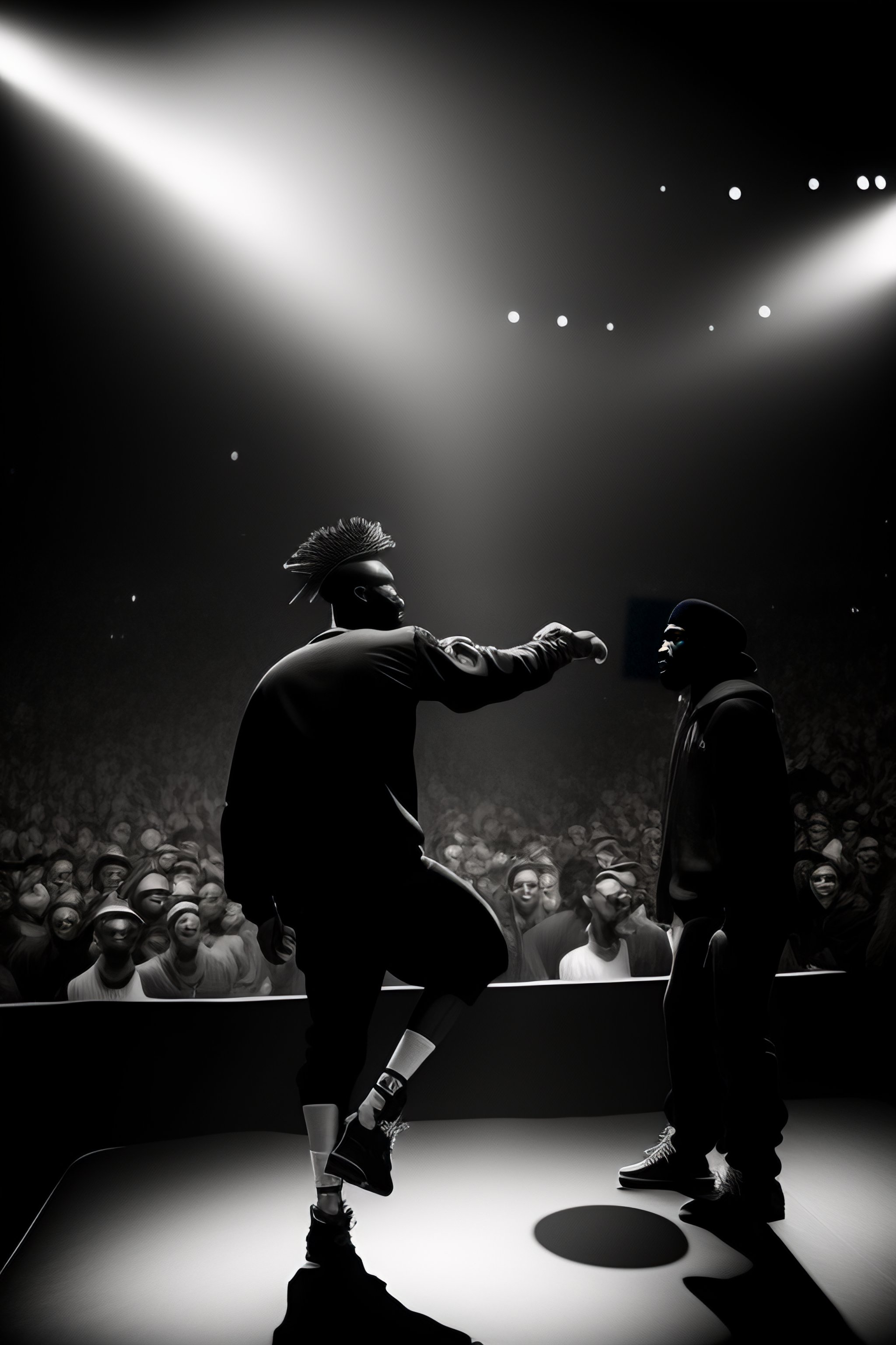 Lexica - Hip Hop stage battle, Perfect photograph, black and white ...
