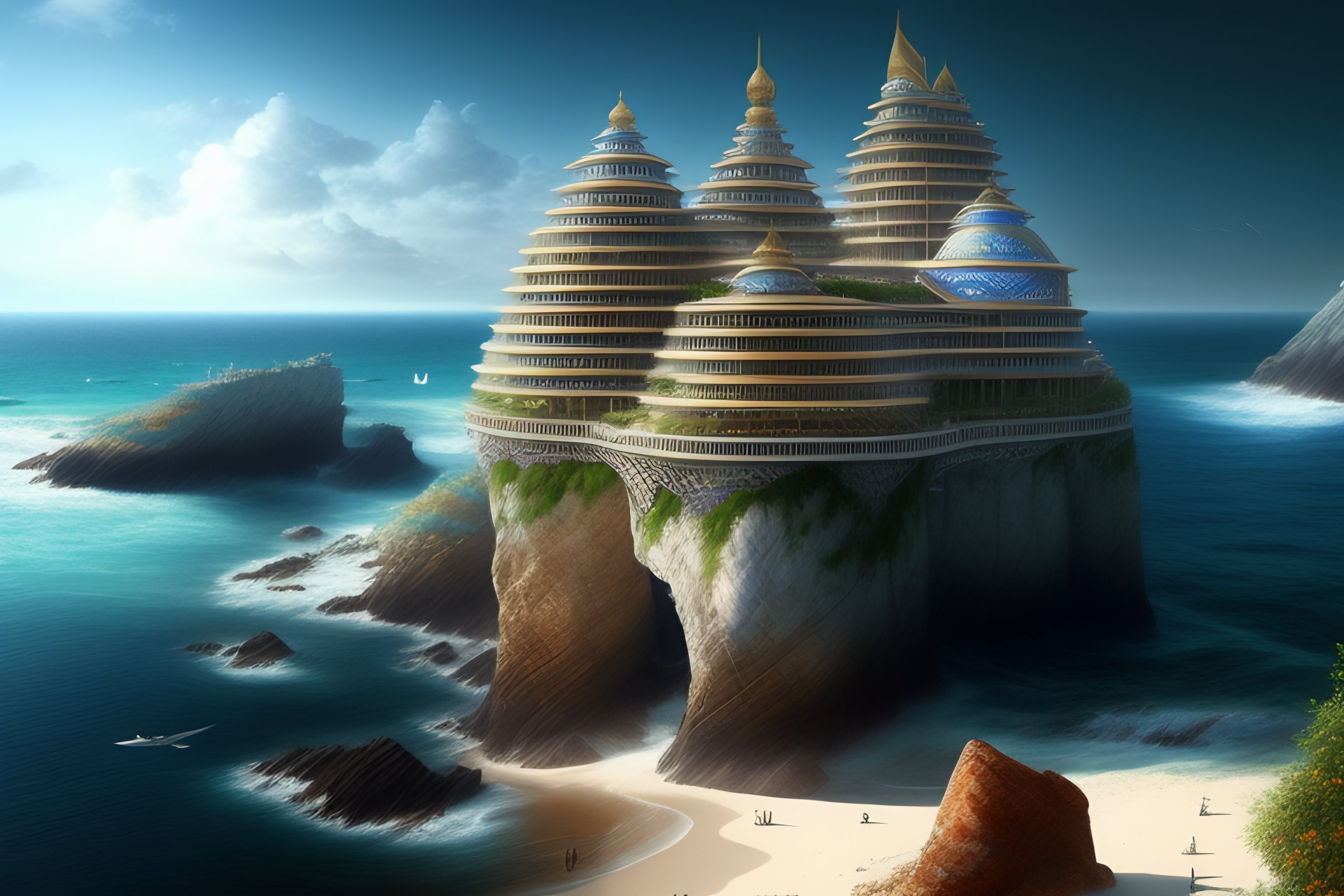 Lexica - Beautiful fantasy city beside the ocean by Alan Lee ...