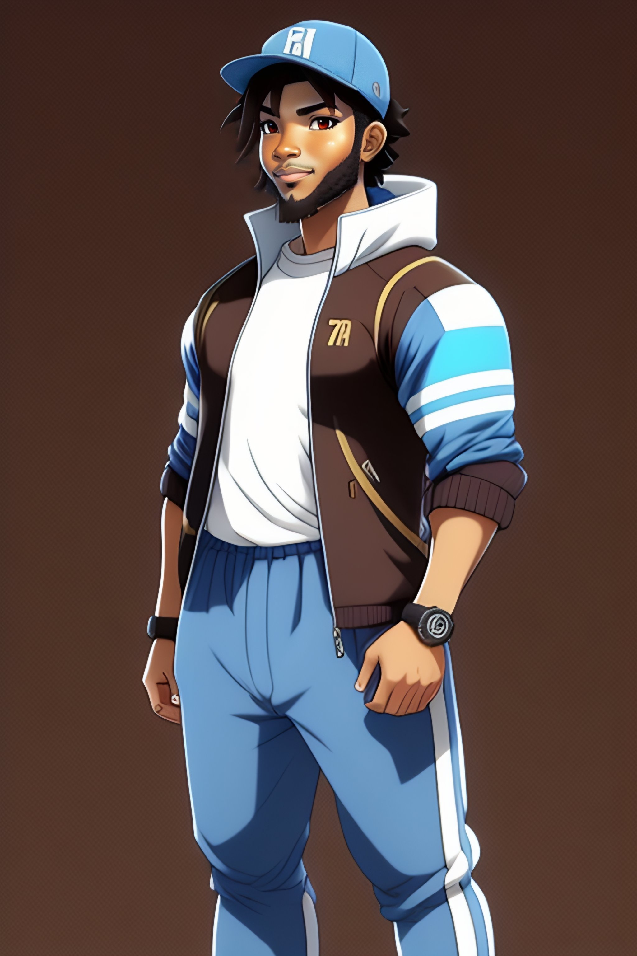 Lexica - Male brown Pokemon trainer with hair twists and a beard in ...