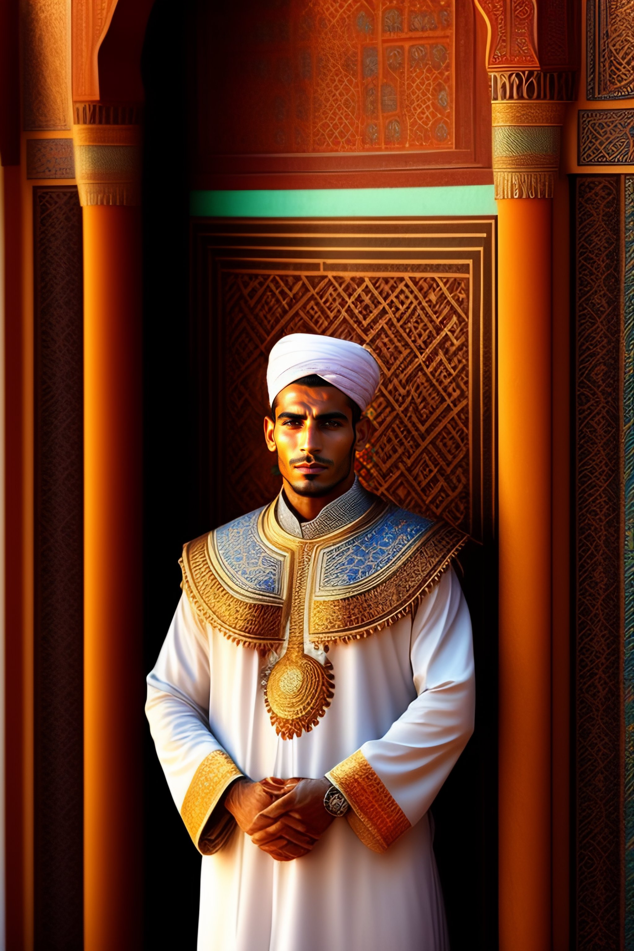 Lexica - Beautiful Moroccan man, wearing traditional clothes, standing ...