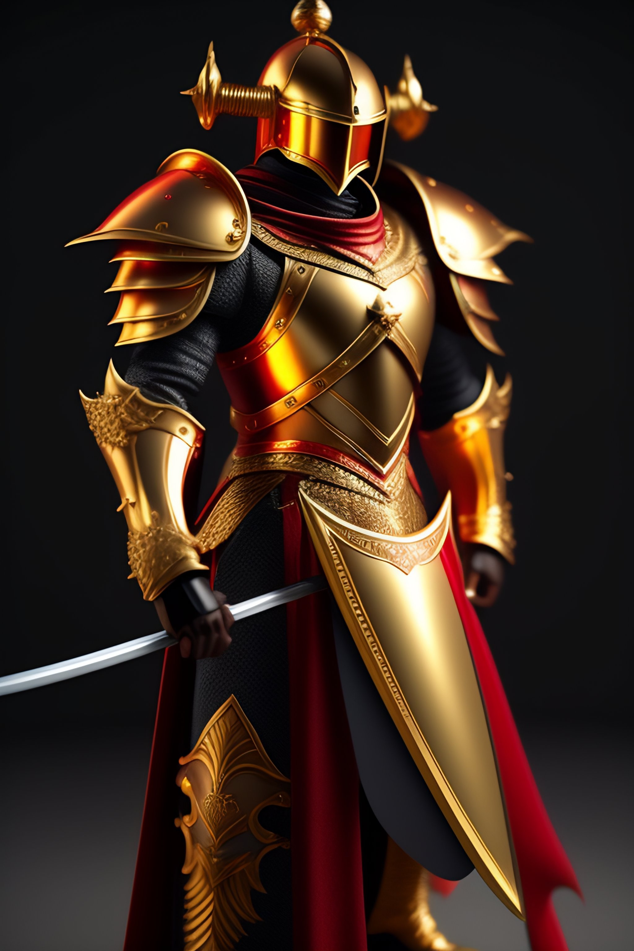 Lexica - Red gold armor knight and sword, high detailed , ultra ...