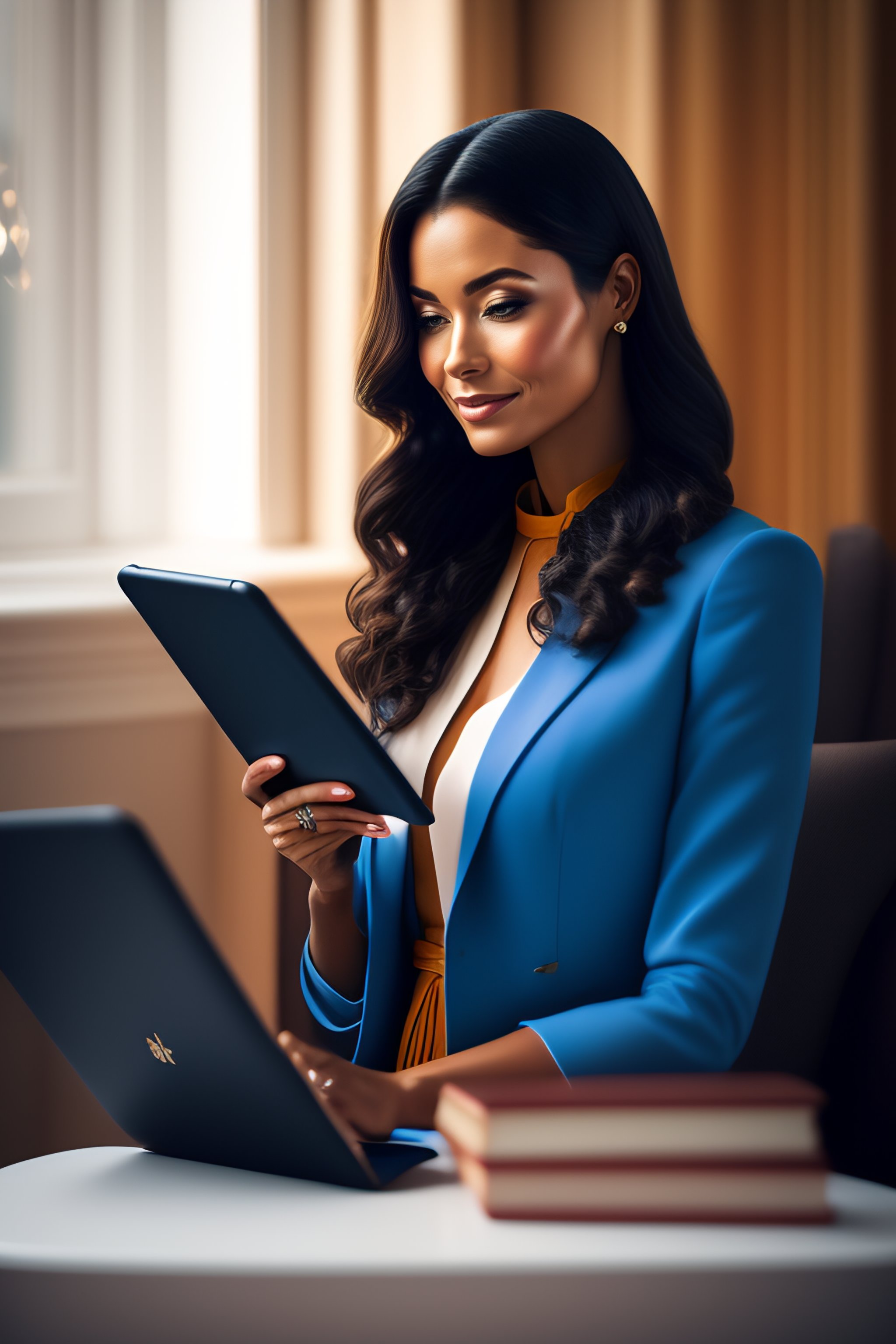 Lexica - Portrait of a modern woman with a ipad