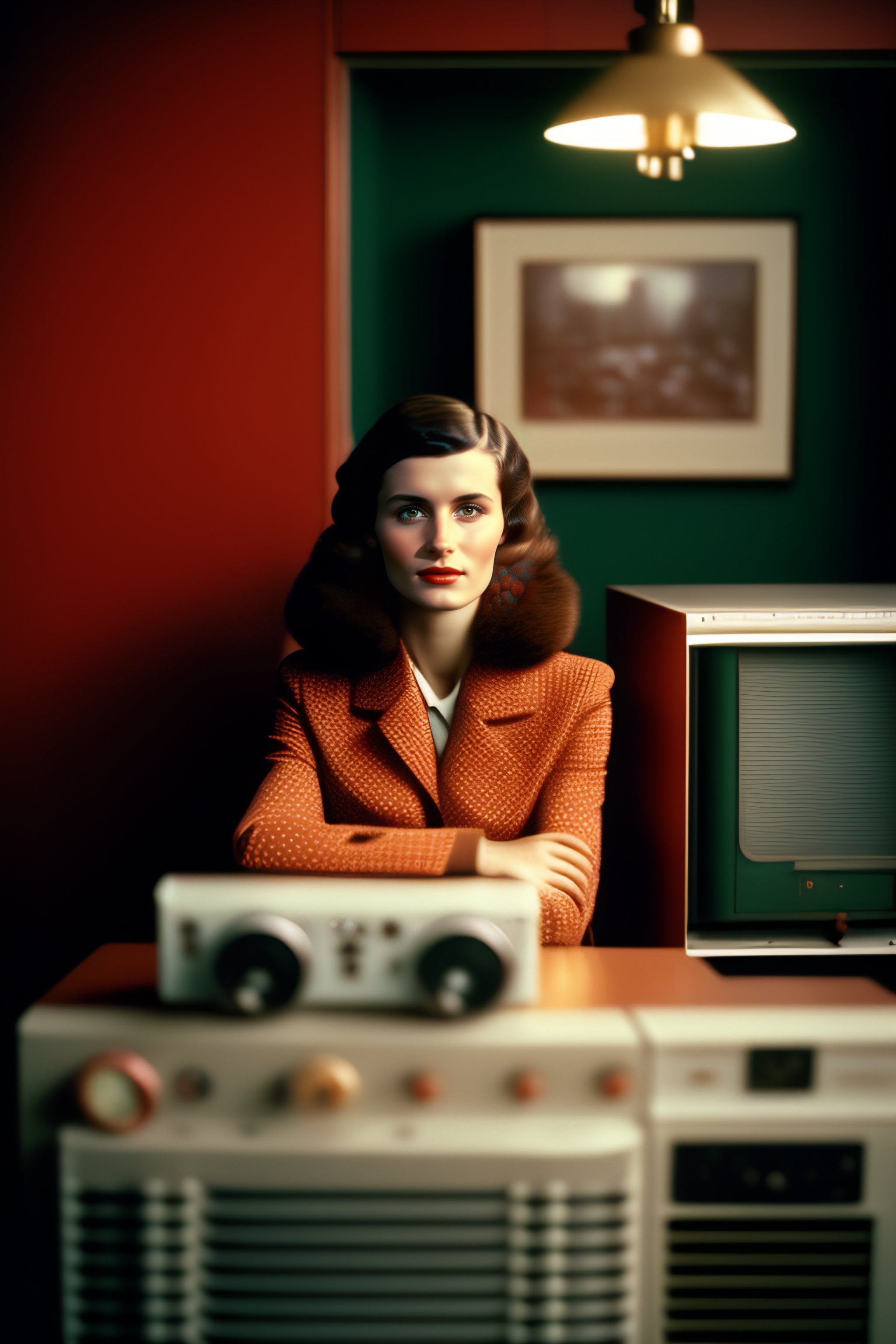 Lexica - A Soviet girl sitting in a chair in front of a soviet computer ...