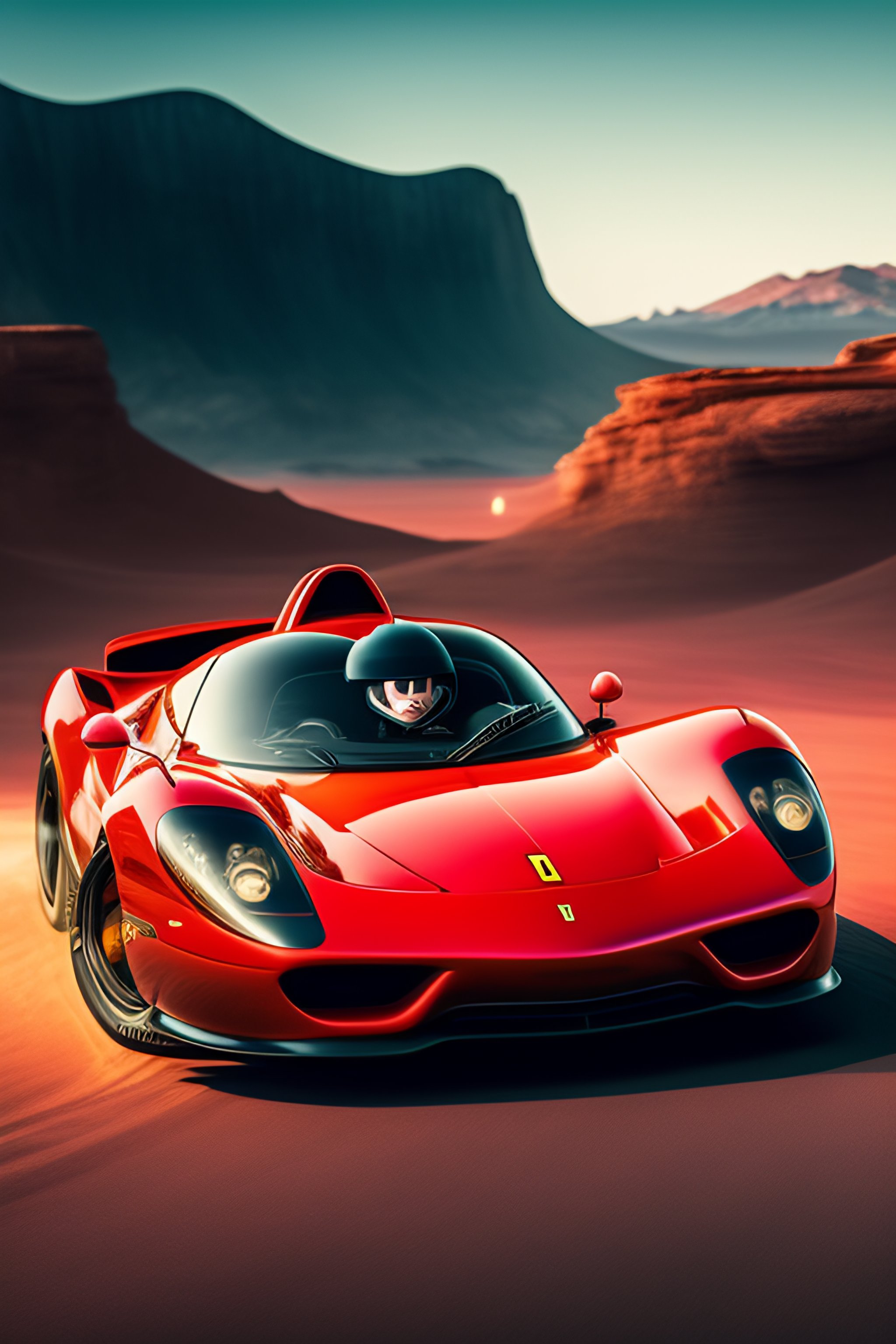 Lexica - Mickey mouse in a ferrari car