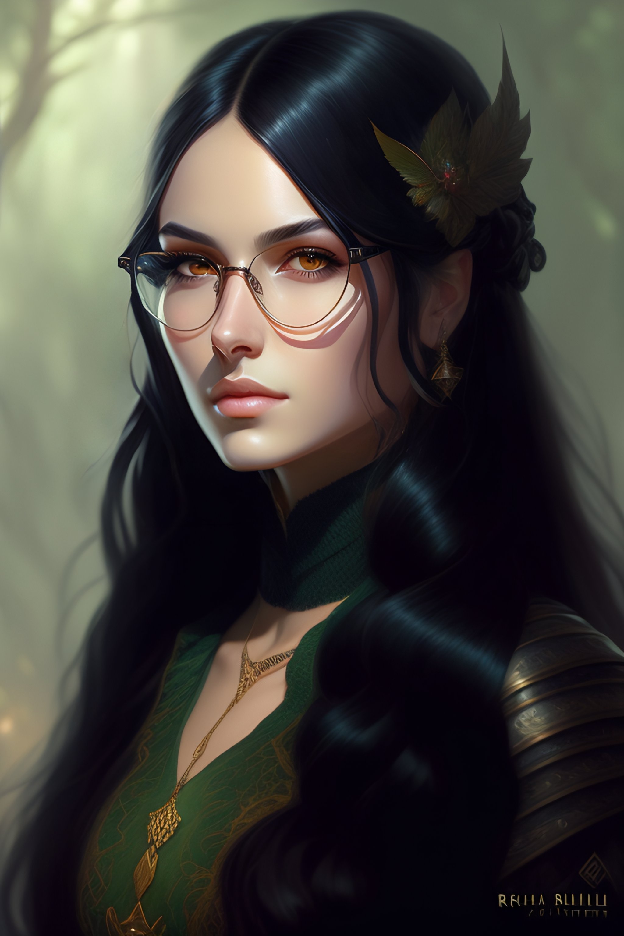 Lexica - Girl with long straight black hair, fantasy style, portrait ...