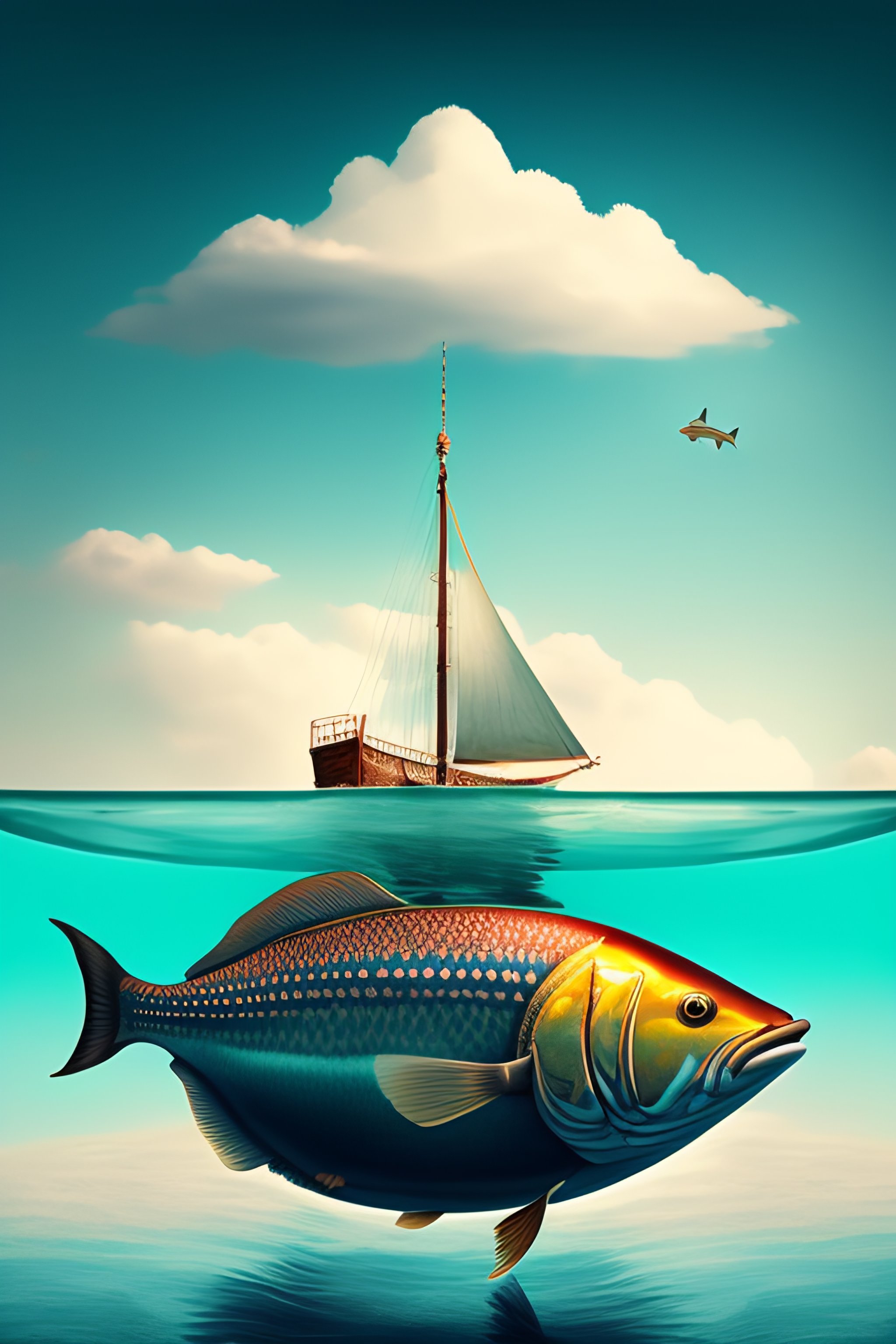 Lexica - Giant old fish floating in the air, very detailled ...