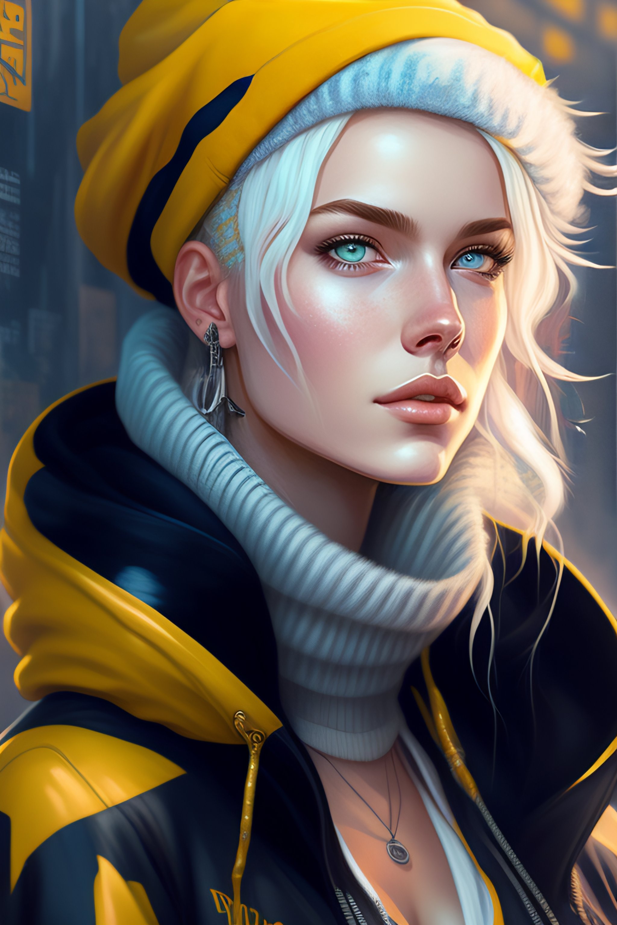 Lexica - Highly detailed portrait of a sewer punk lady student, blue ...