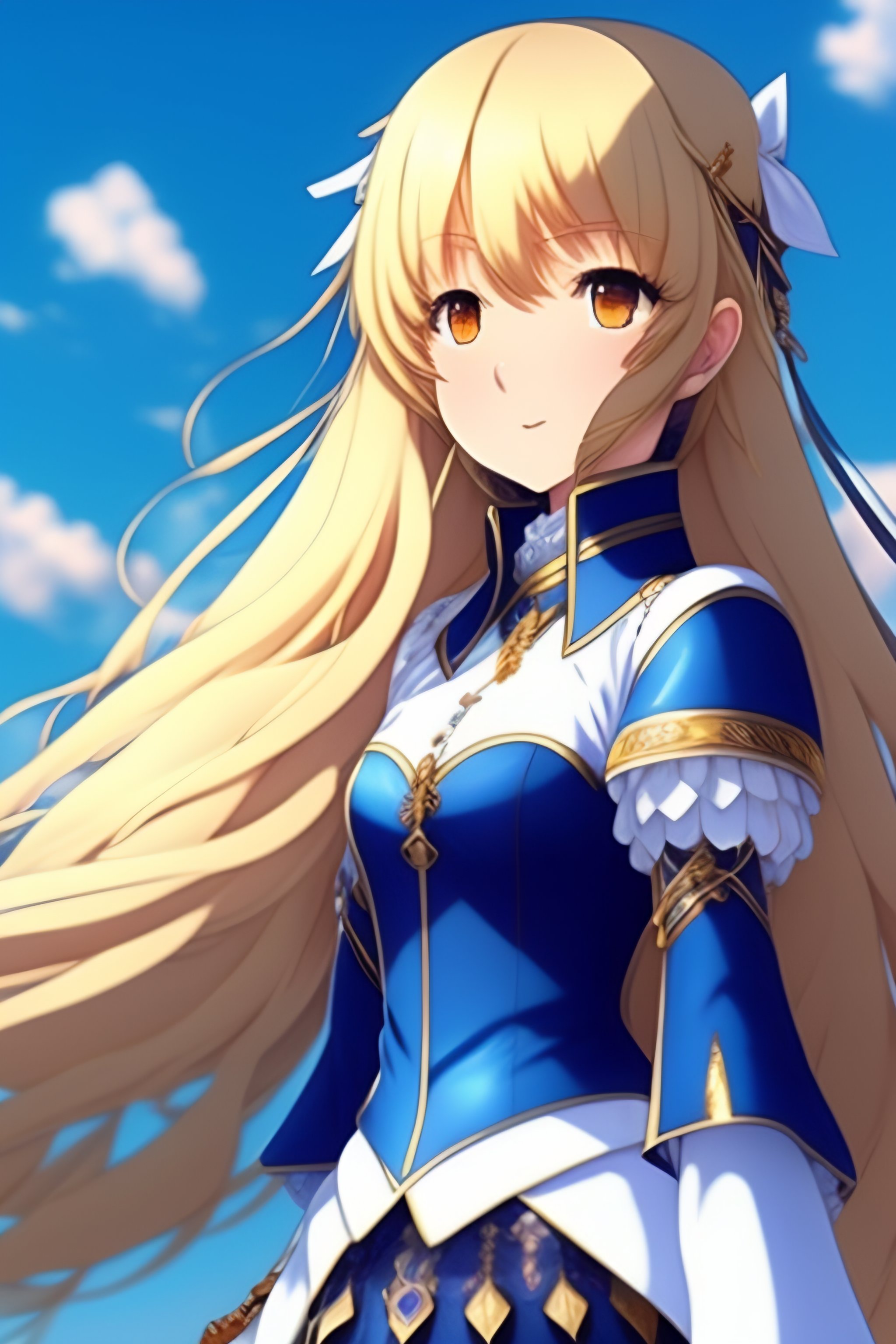Lexica - Anime, fgo. She saw her reflection. Blond, long hair, blue ...