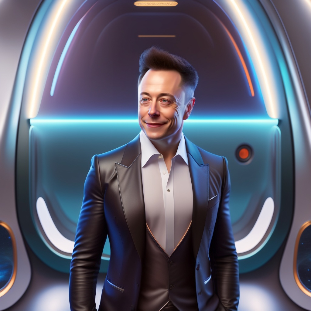 Lexica - Elon musk wearing a futurıstıc dress in spaceship , zkelon