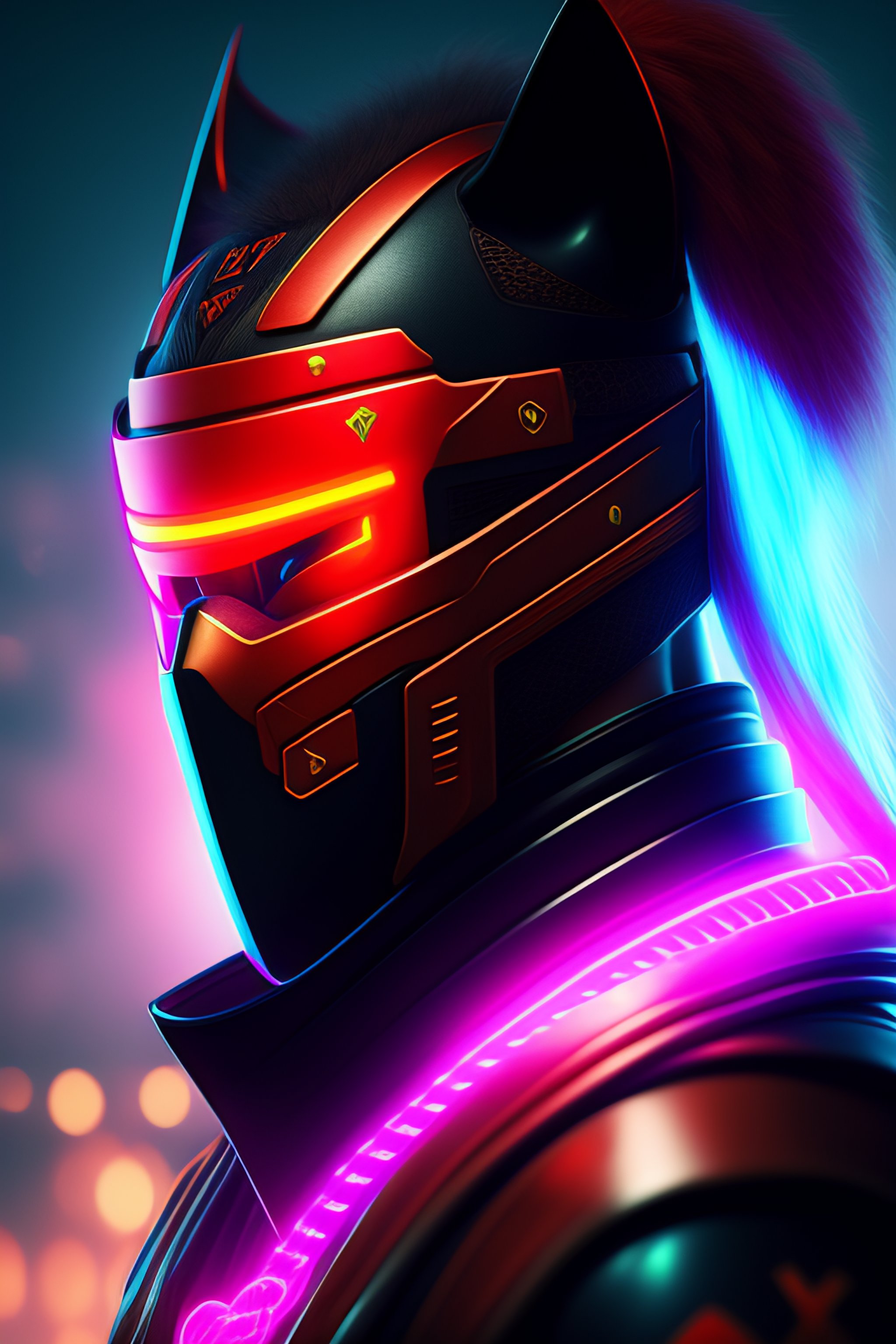 Lexica - Neon Samurai with Oni's mask