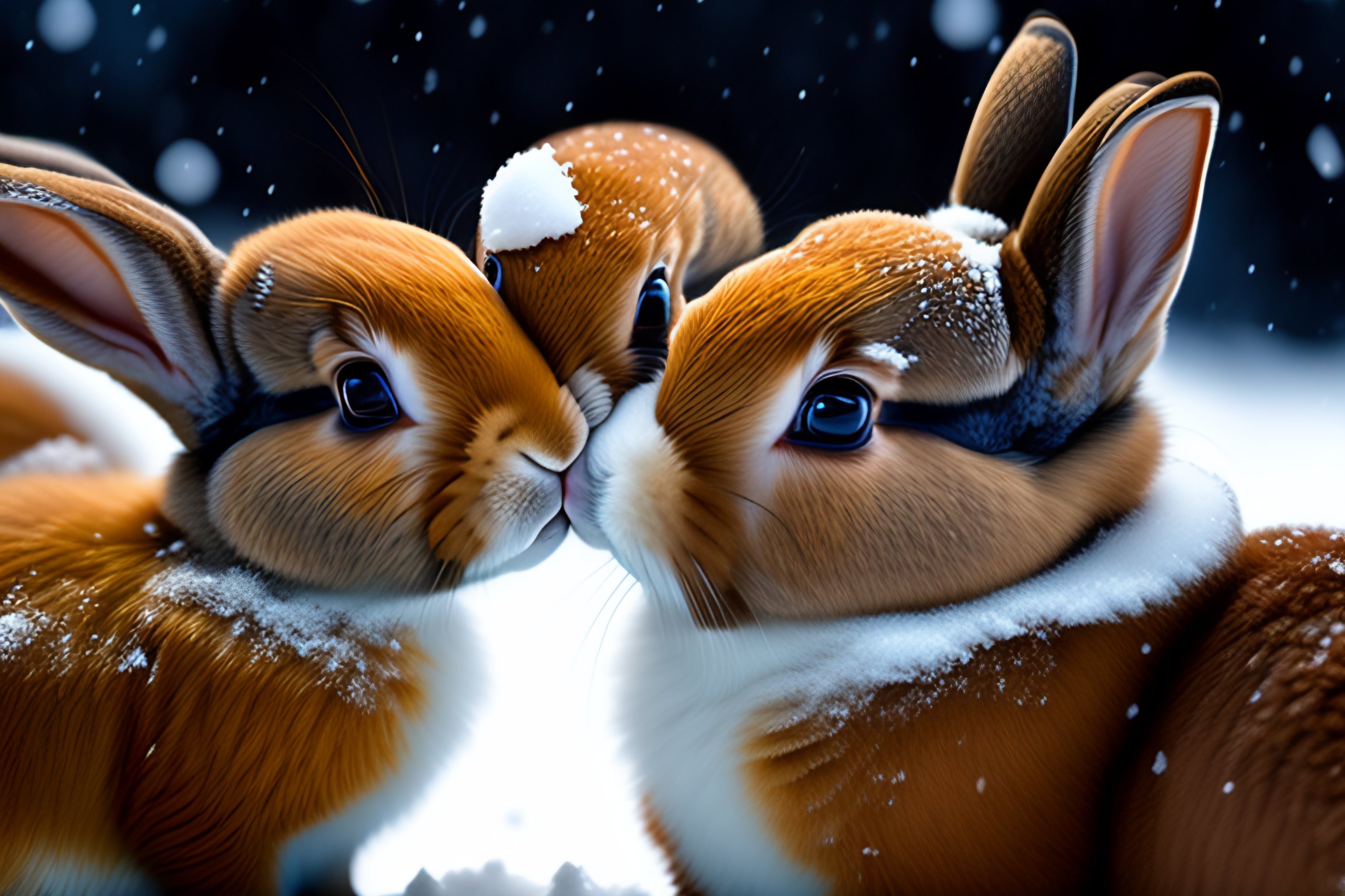 Lexica - Bunnies kissing in the snow
