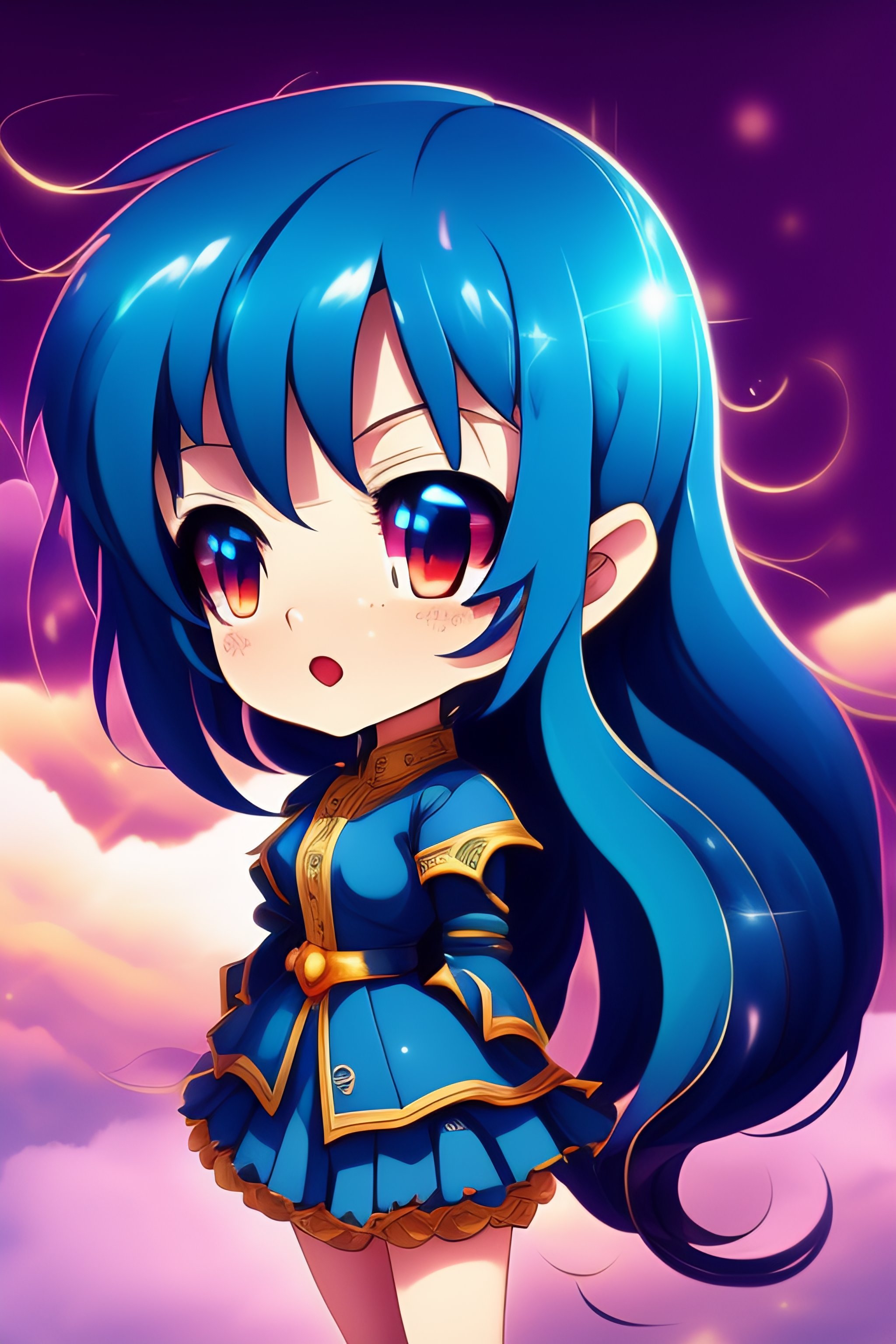 Lexica - A cerulean phoenix, in the style of chibi anime.