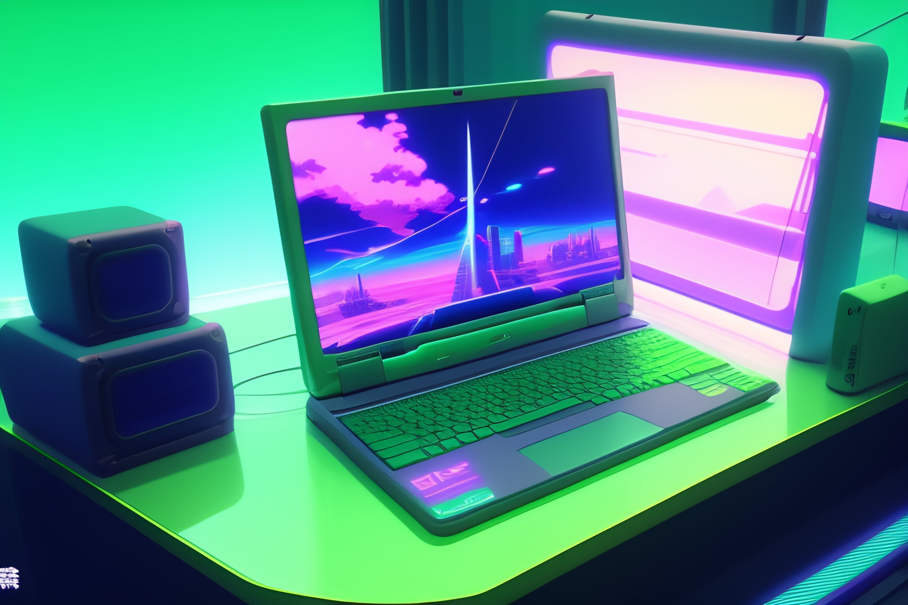 Lexica - Vintage anime screenshot from akira of a laptop, isometric ...