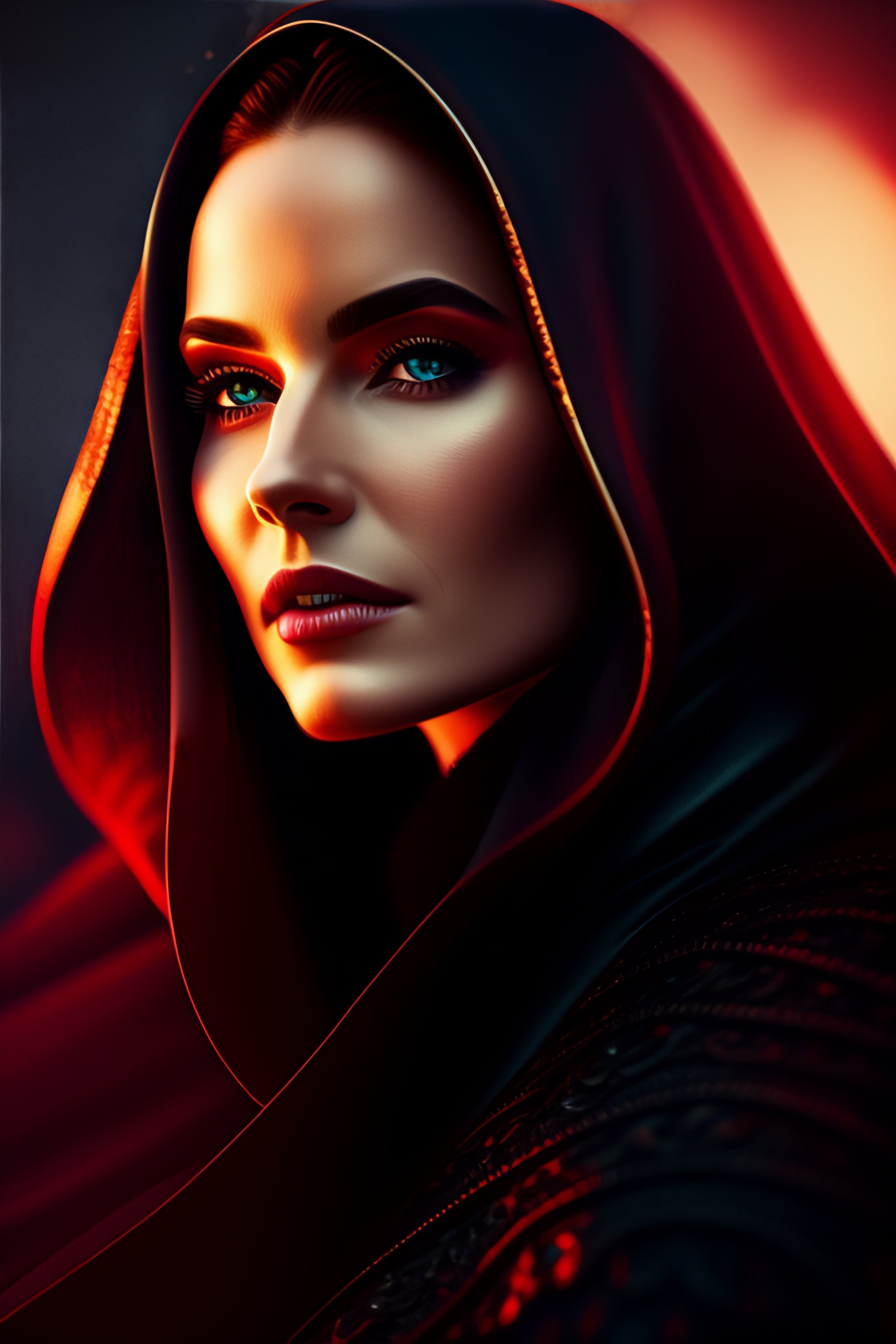 Lexica - A close up film photo, portrait of a winter gothic woman, red ...