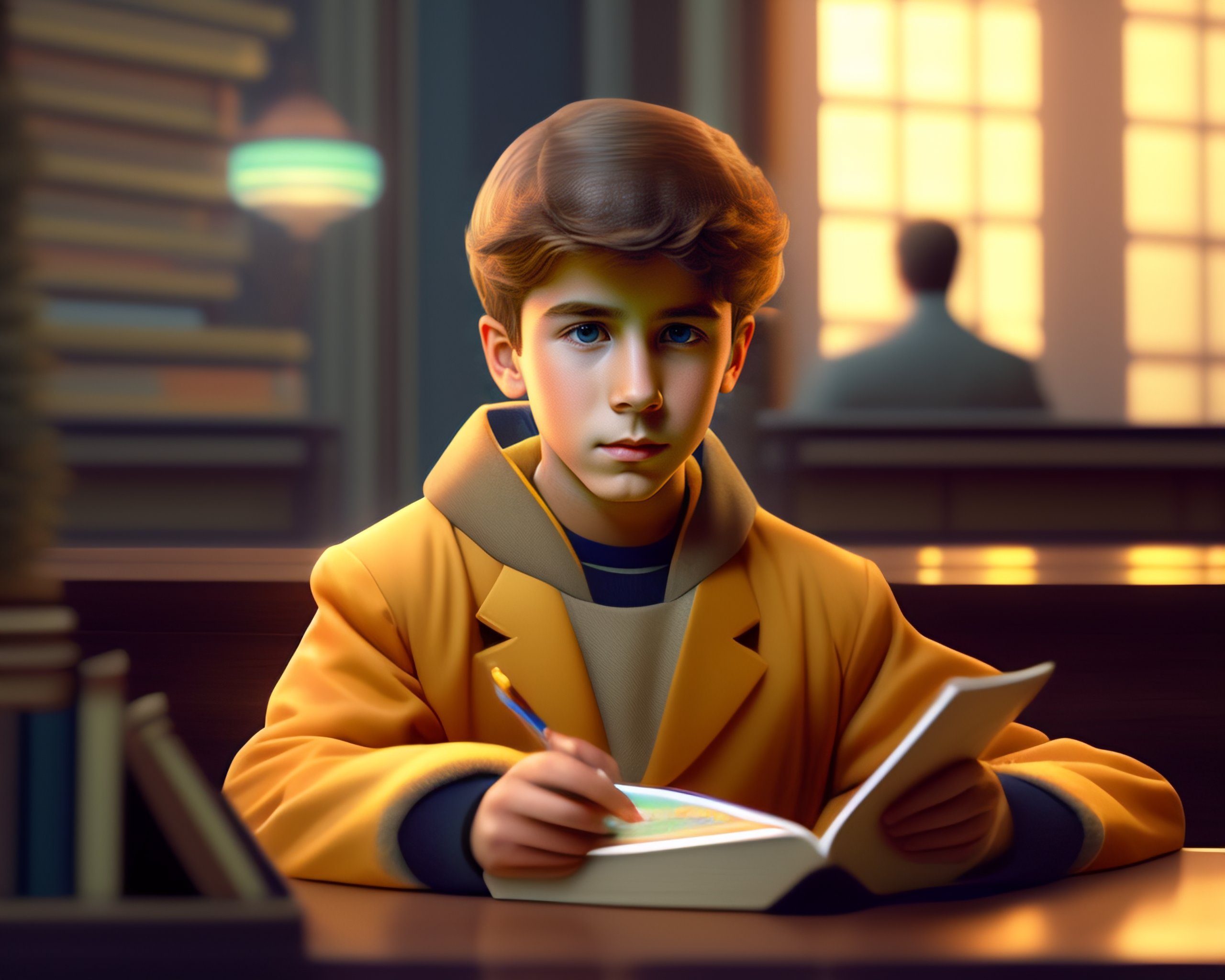 Lexica - A sci fi hologram of pythagoras, a young boy sitting on the ...