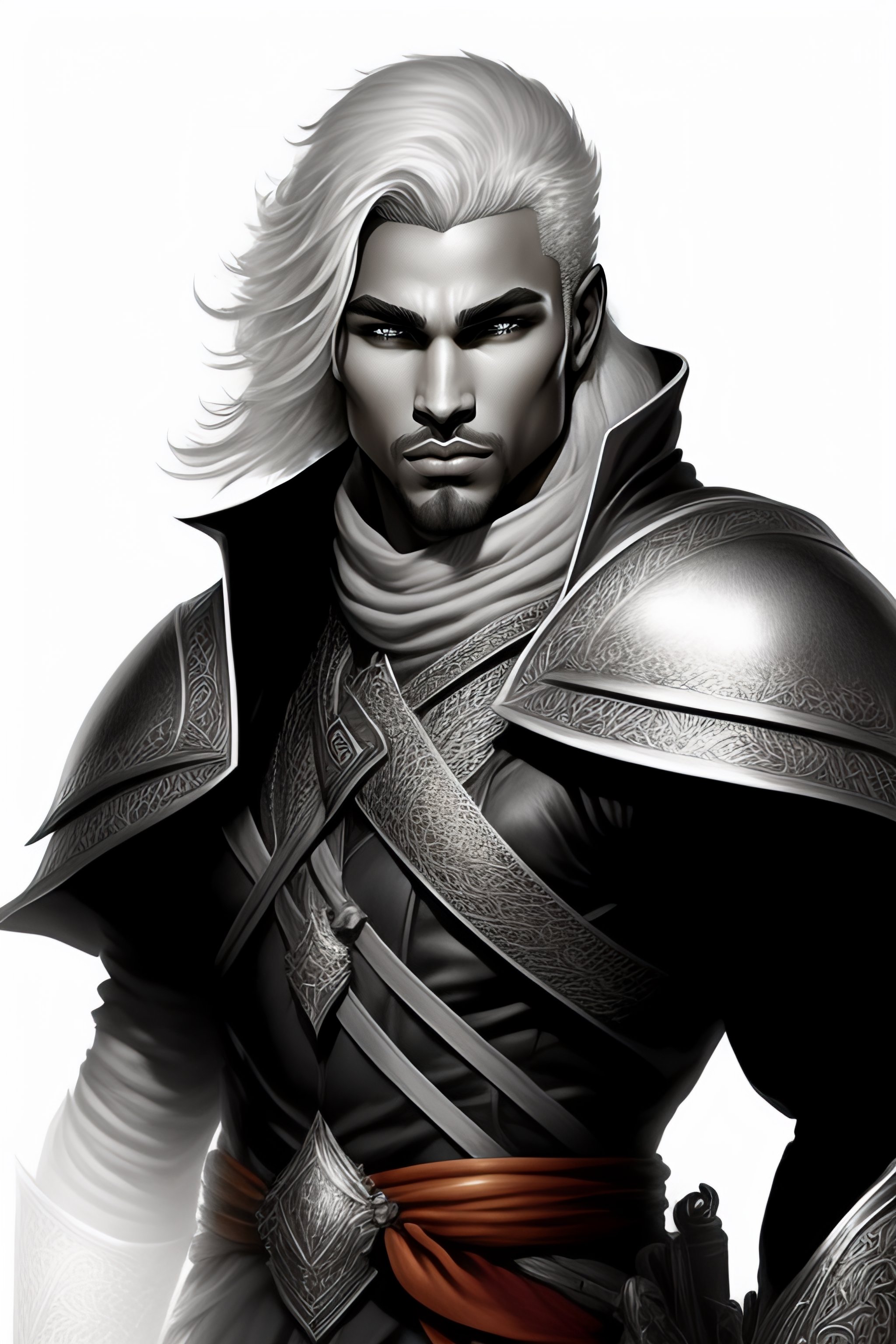 Lexica - Black and white Sketch D&D Male Ranger with blond hair
